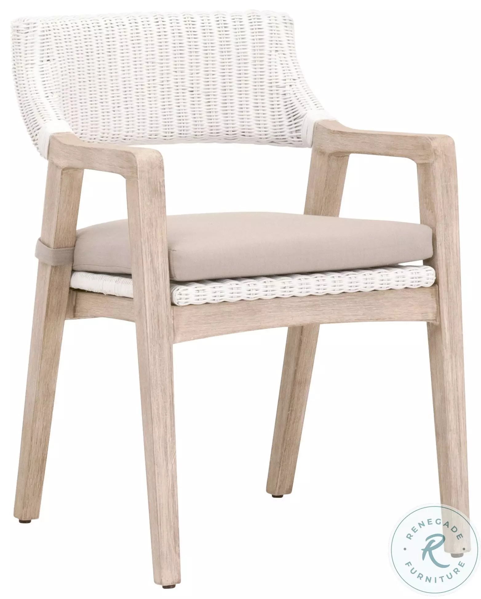 Lucia Light Gray And White Rattan Arm Chair From Essentials for Living ...
