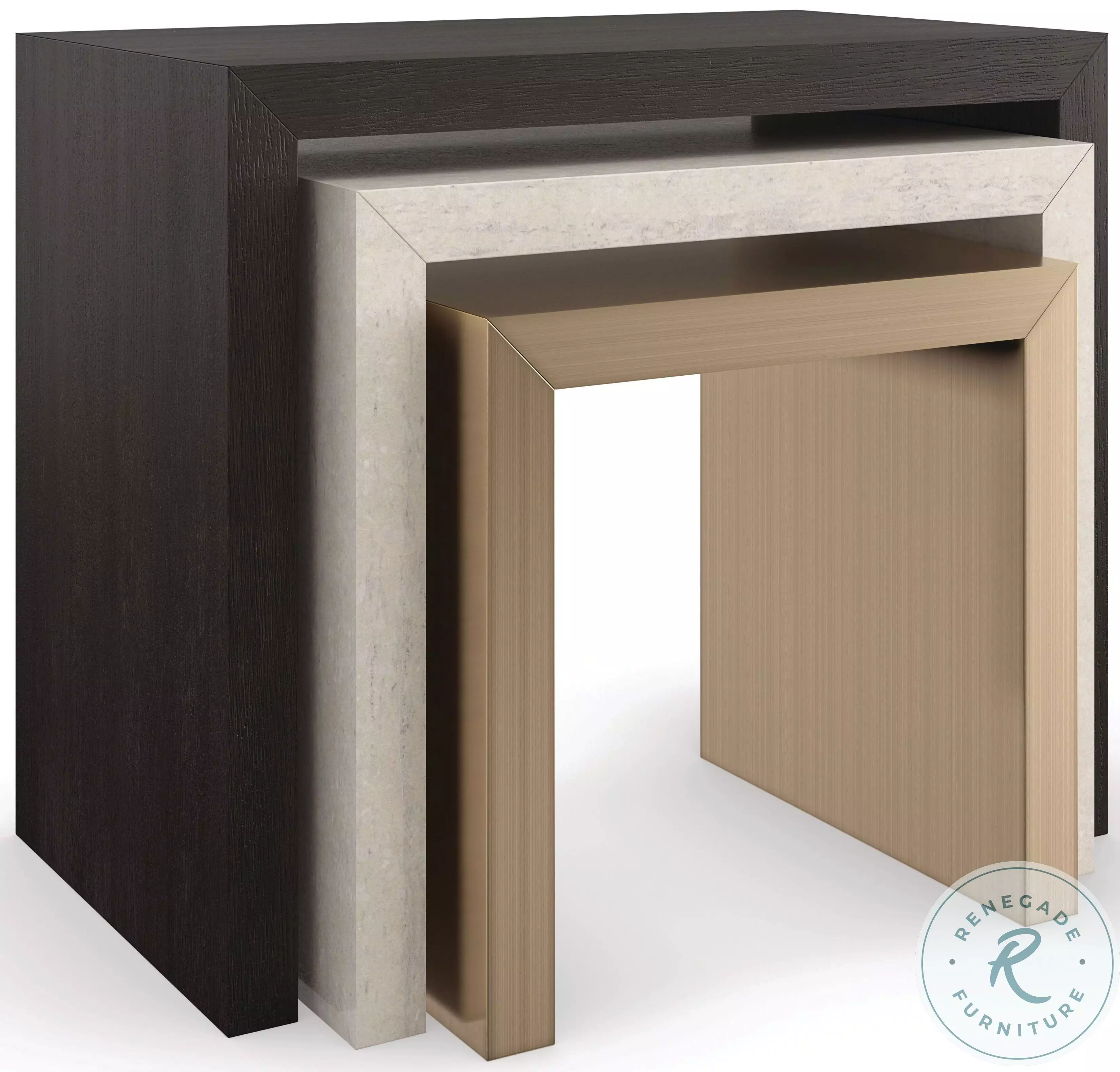 Contrast Cinder Cream Travertine And Lucent Bronze Nesting Table Set of ...
