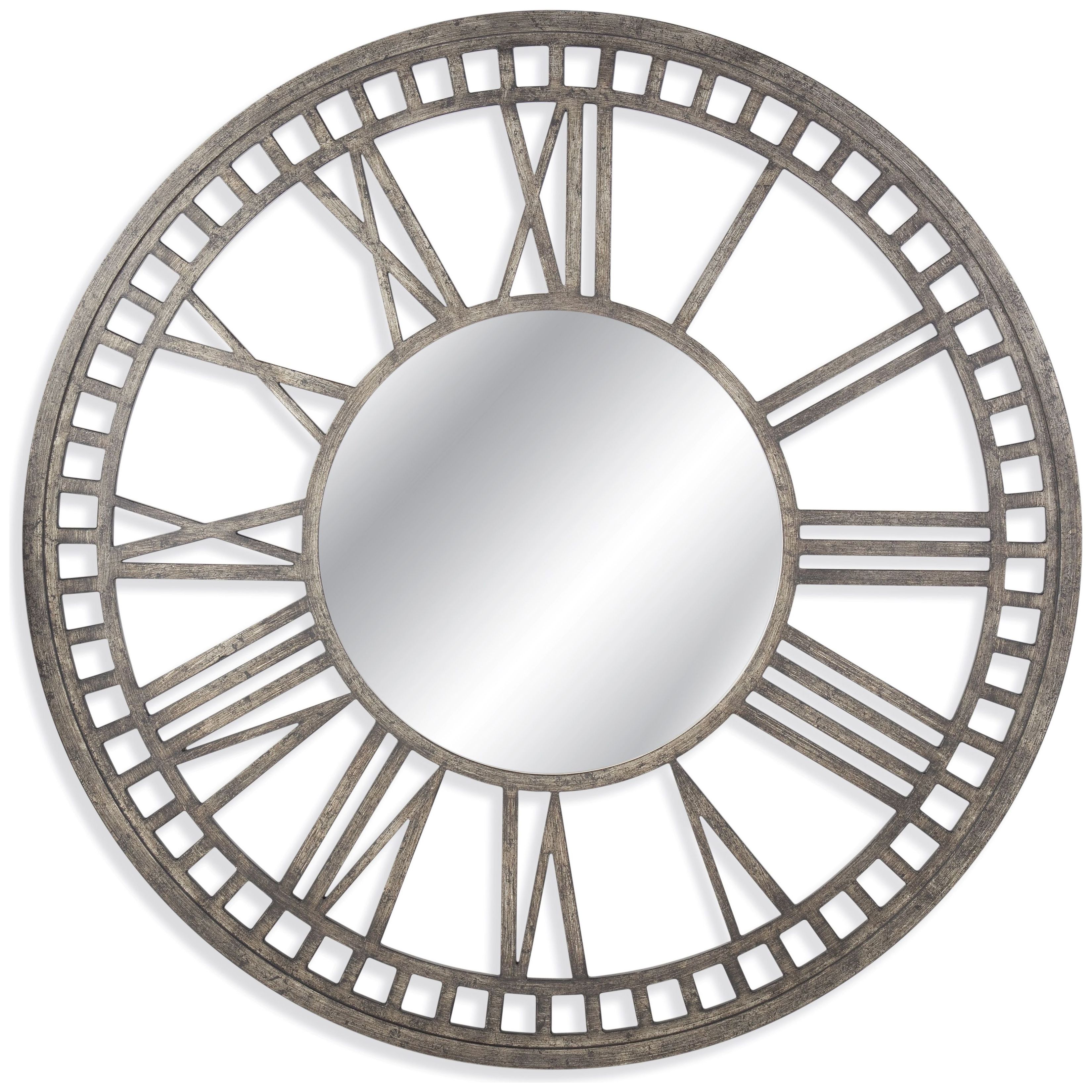 Elgar Matte Gray Round Wall Mirror From Bassett Mirror | Coleman Furniture