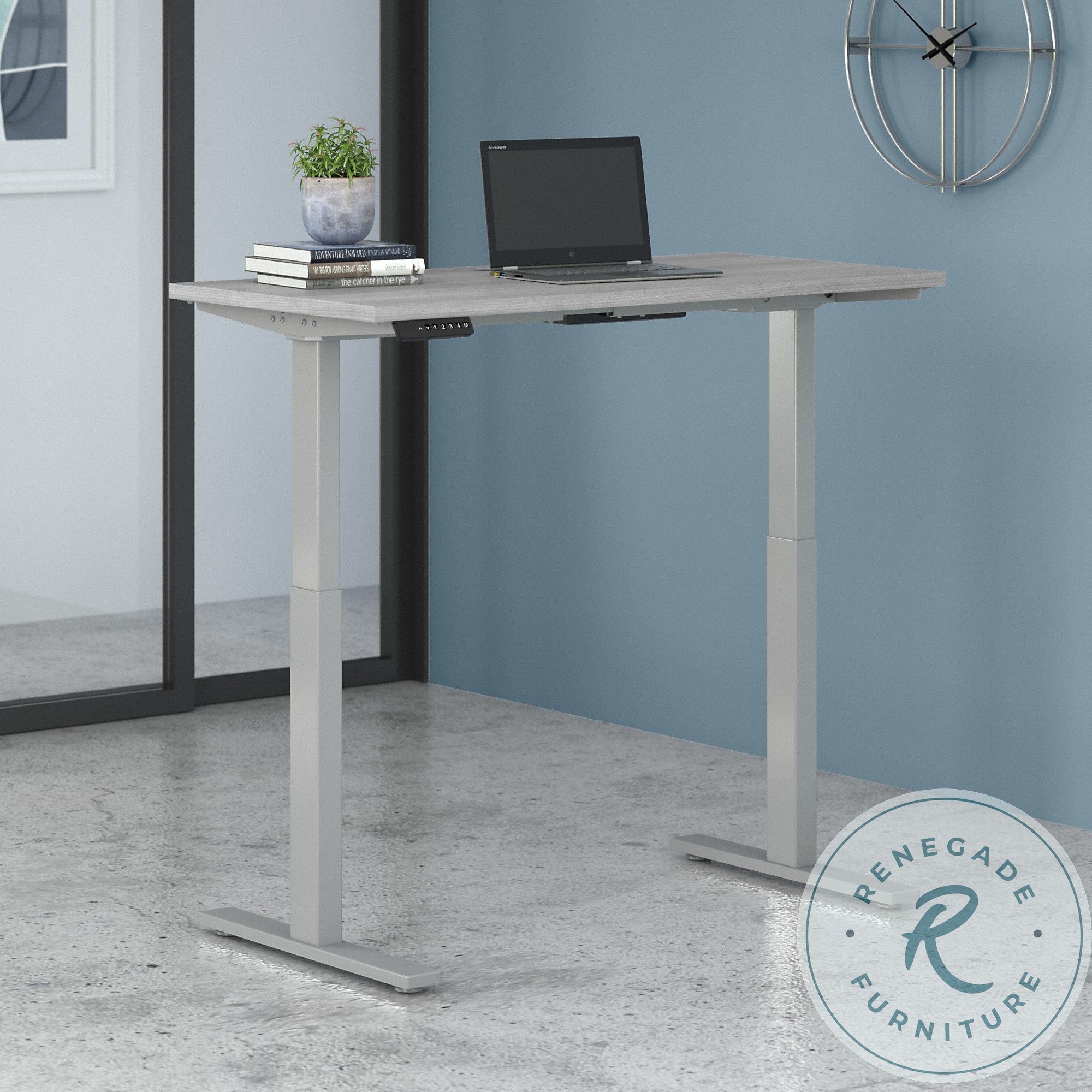 Move 60 Platinum Grey 48" Electric Adjustable Height Standing Desk With ...