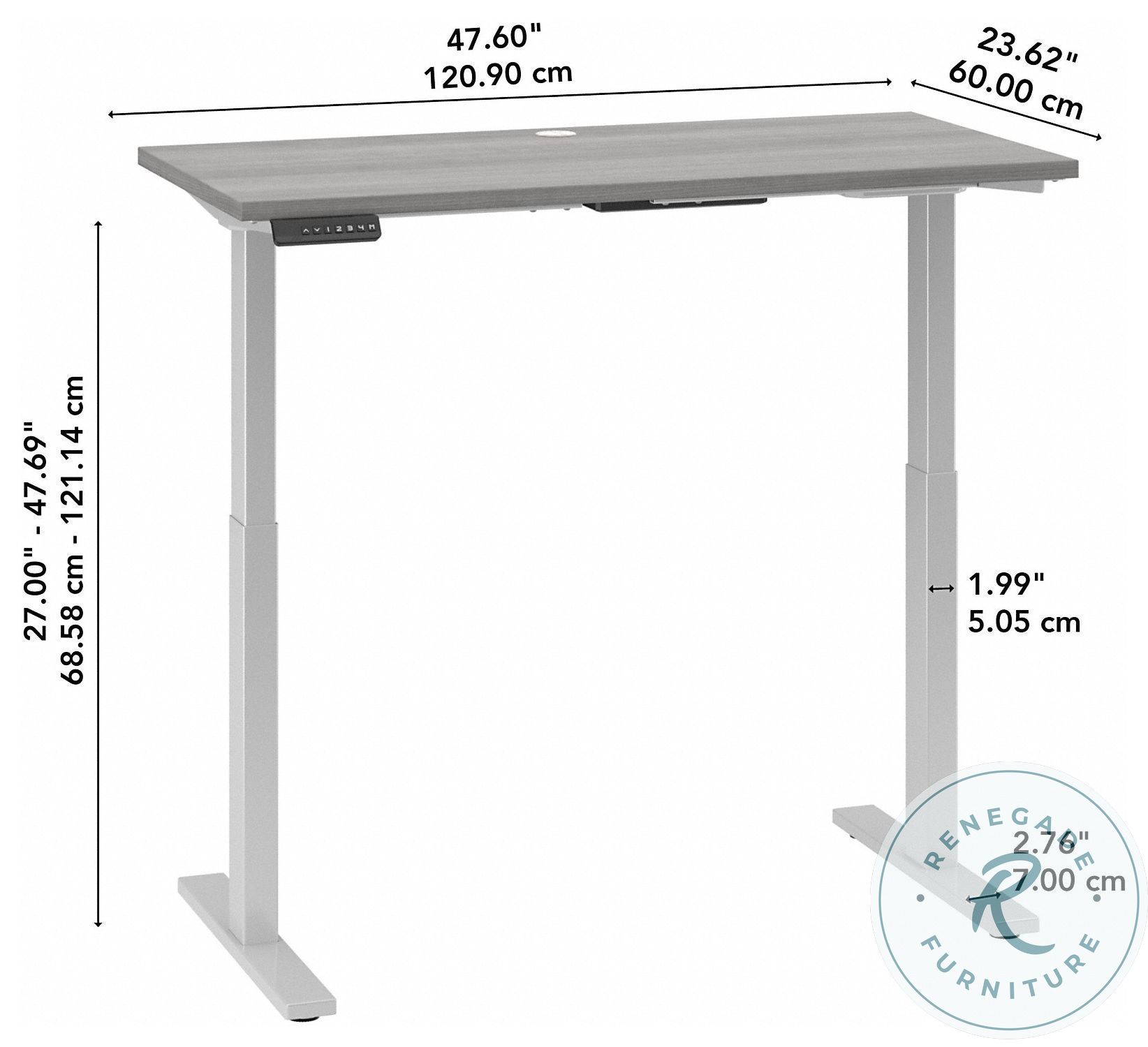 Move 60 Platinum Grey 48" Electric Adjustable Height Standing Desk With ...