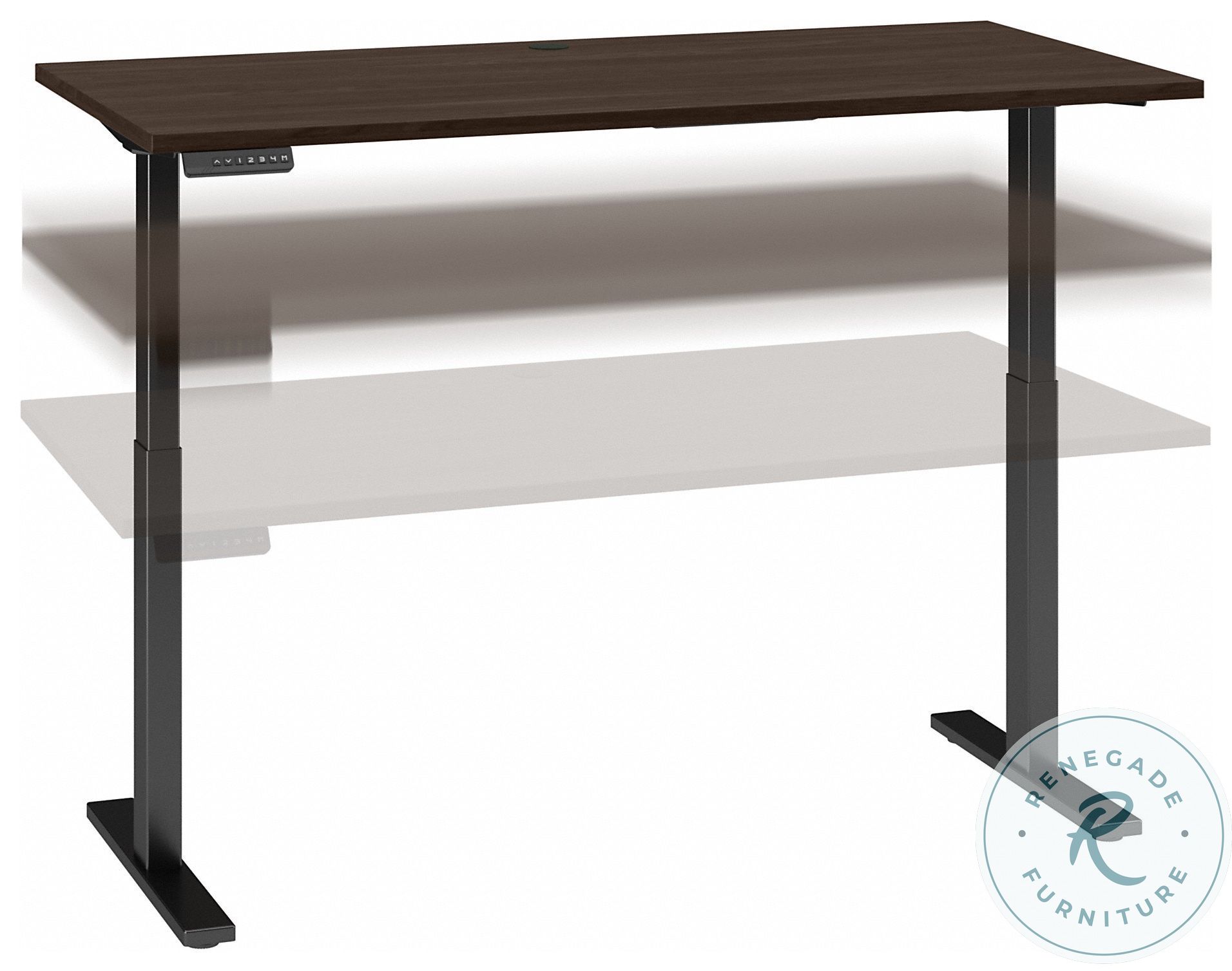 Move 60 Black Walnut 60" Electric Adjustable Height Standing Desk With ...