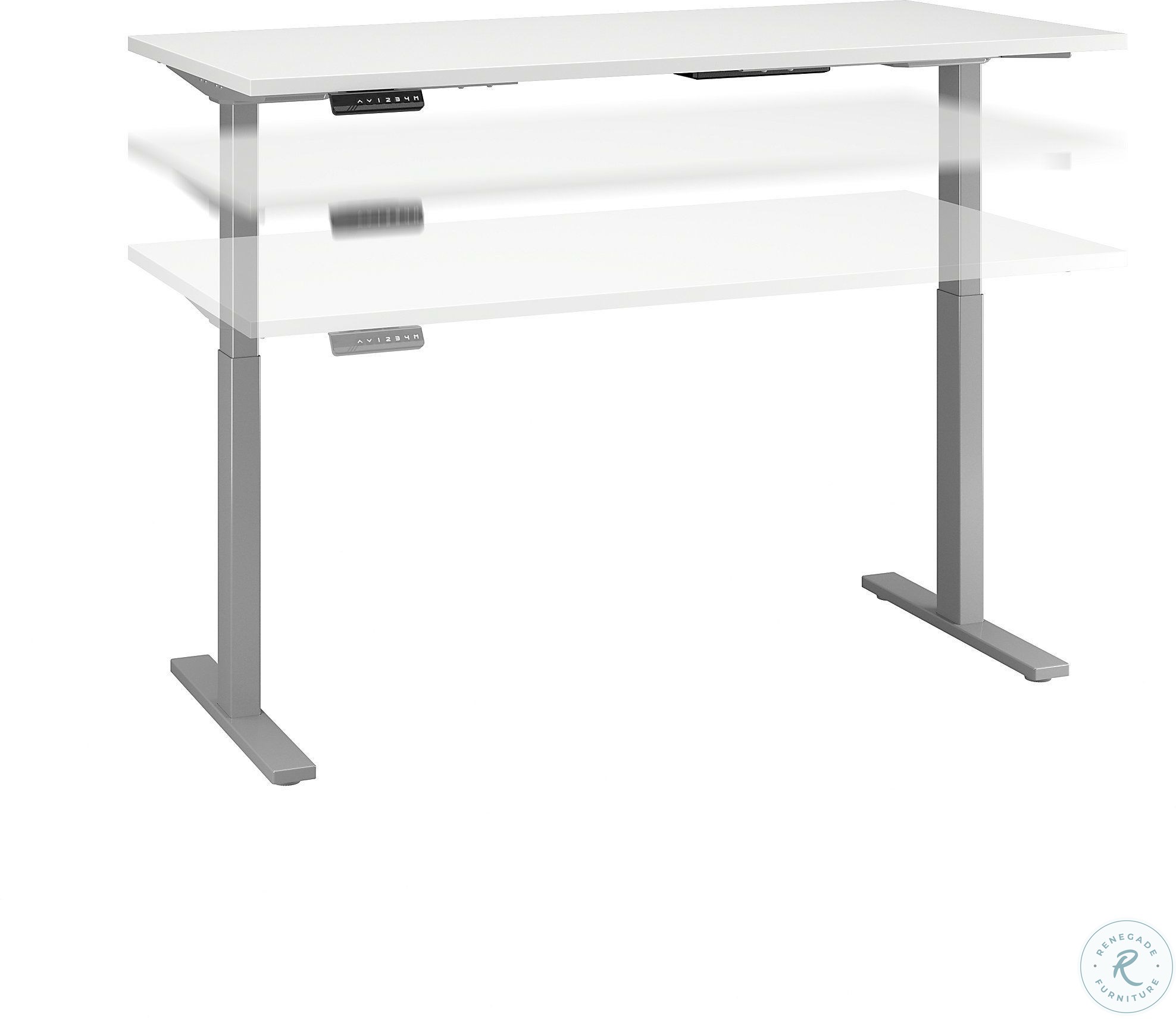 Move 60 Series White 60" Adjustable Height Standing Desk from Bush ...