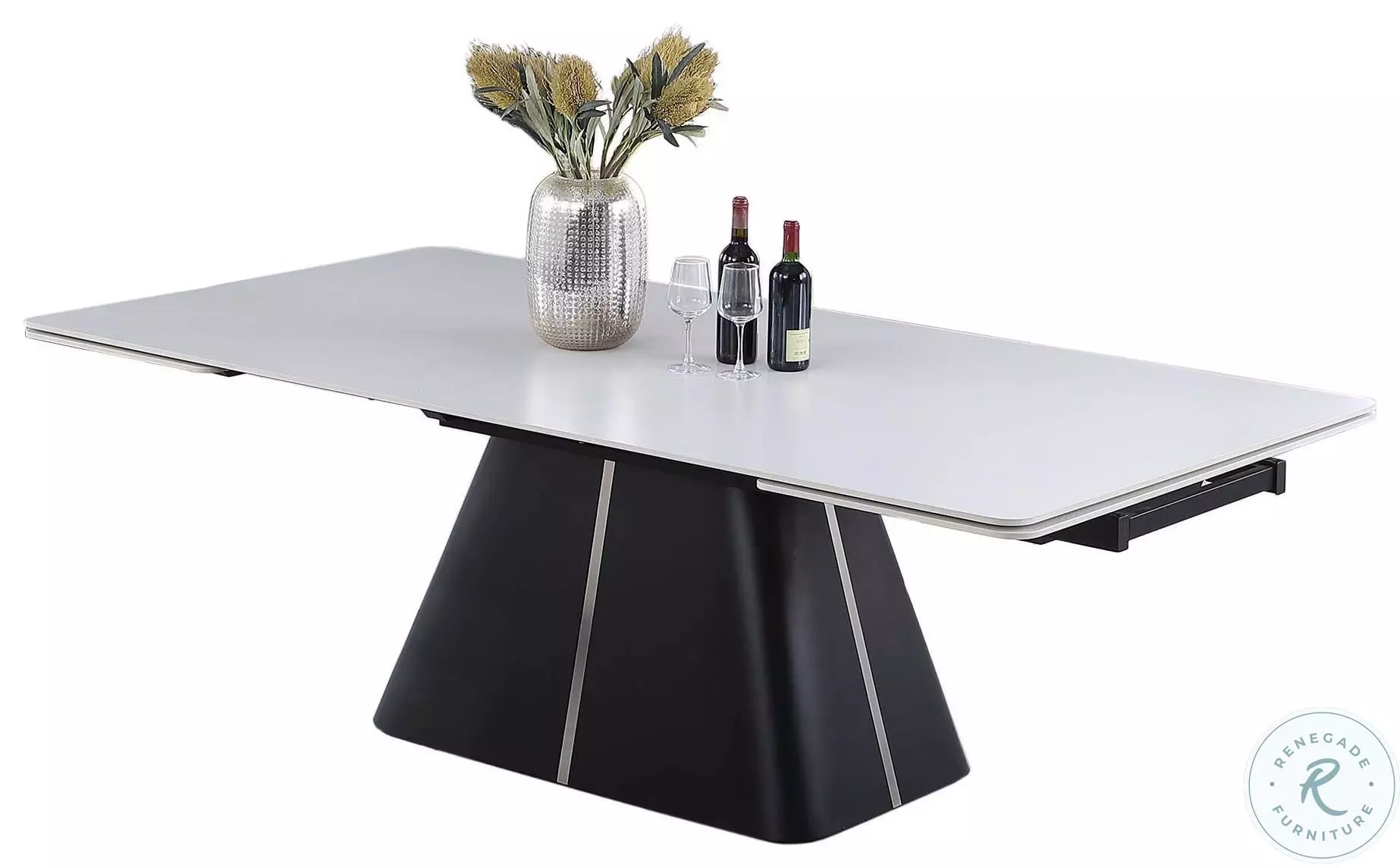 Mabel White And Matte Black Extendable Dining Table From Chintaly ...
