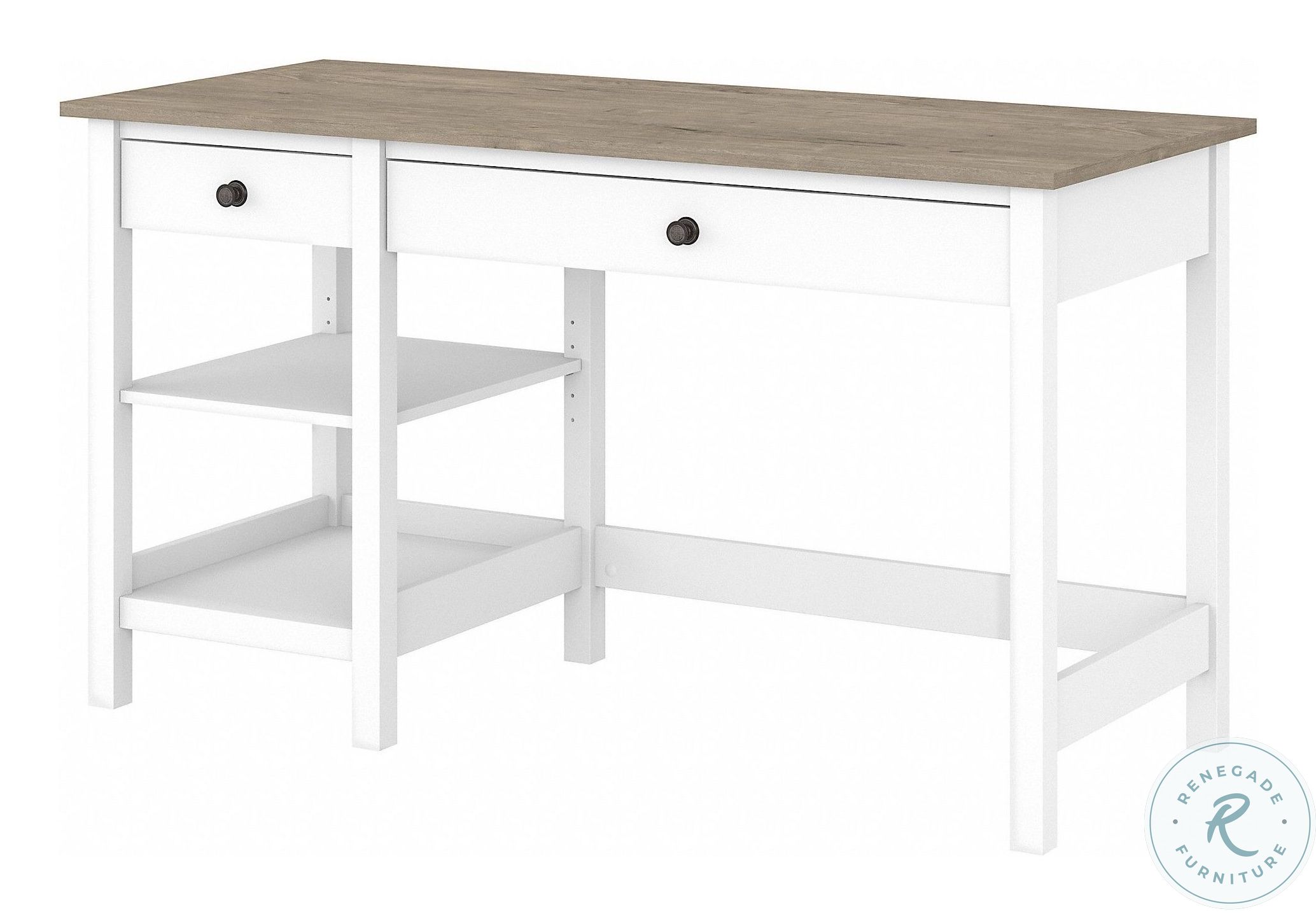 Mayfield Shiplap Gray and Pure White 54" Computer Desk with Shelves ...