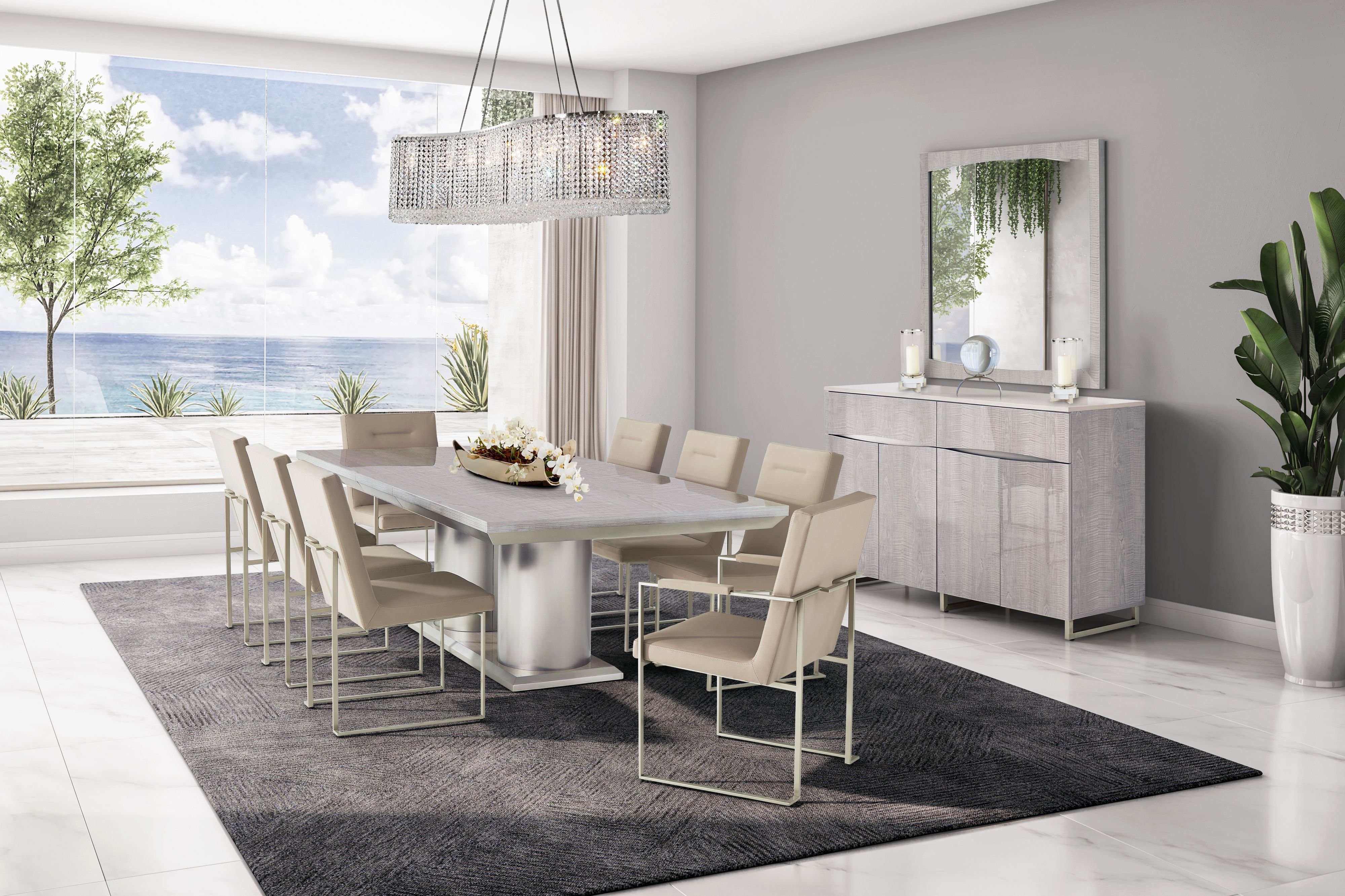 Marin Greige 77" Extendable Rectangular Dining Table From Michael Amini ...