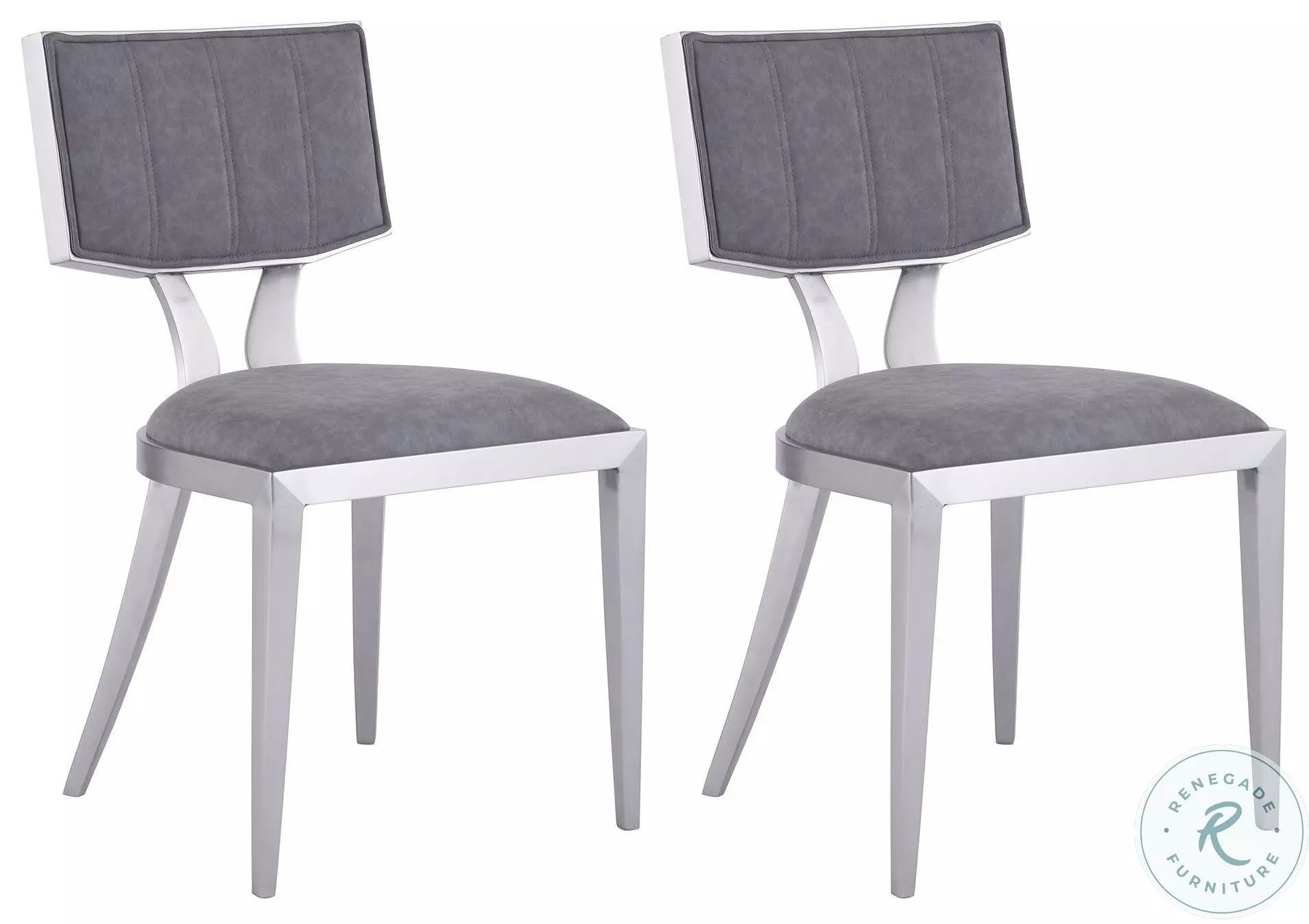 Mavis Gray And Brushed Stainless Steel Side Chair Set of 2 From ...