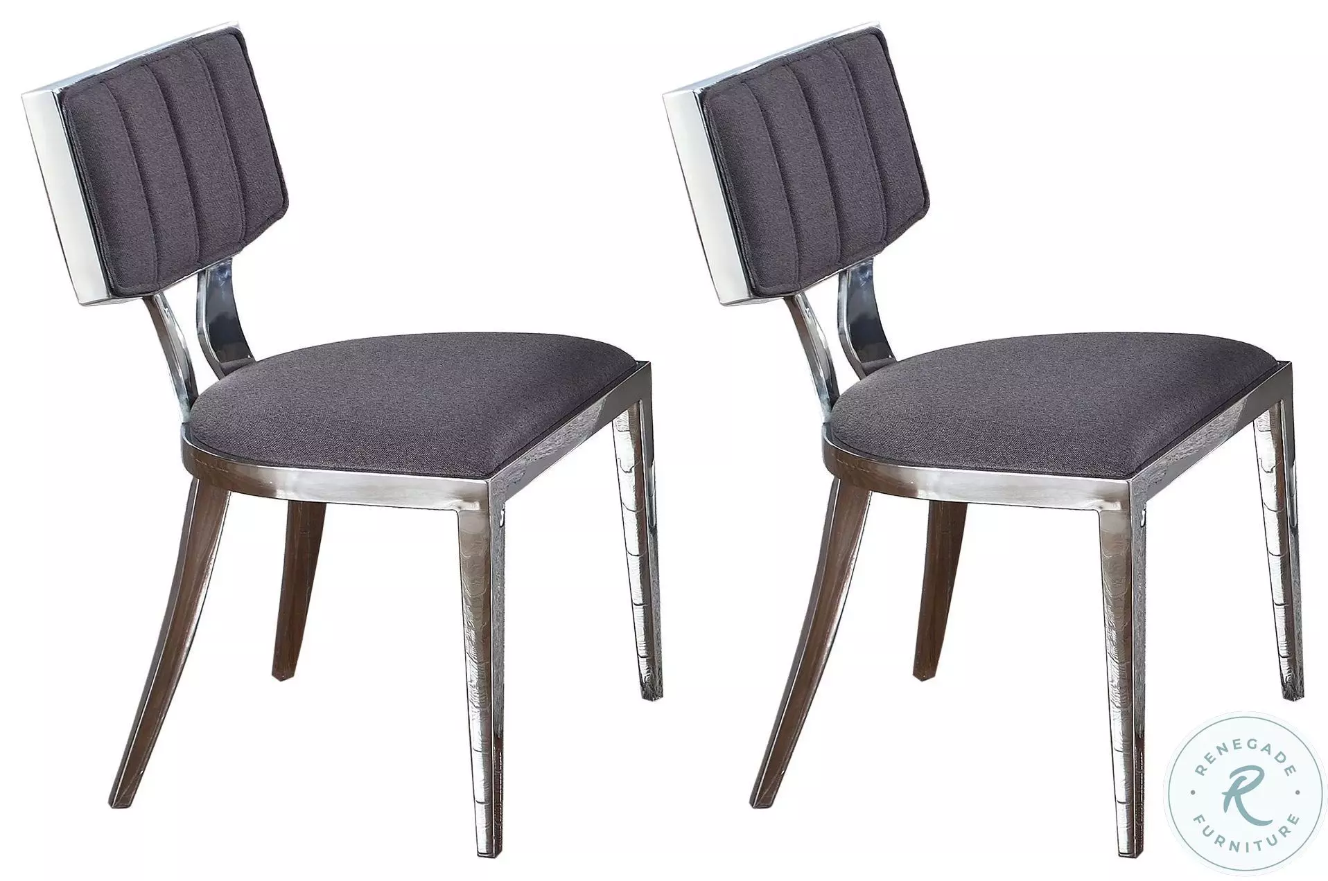 Mavis Gray And Polished Stainless Steel Side Chair Set of 2 From ...