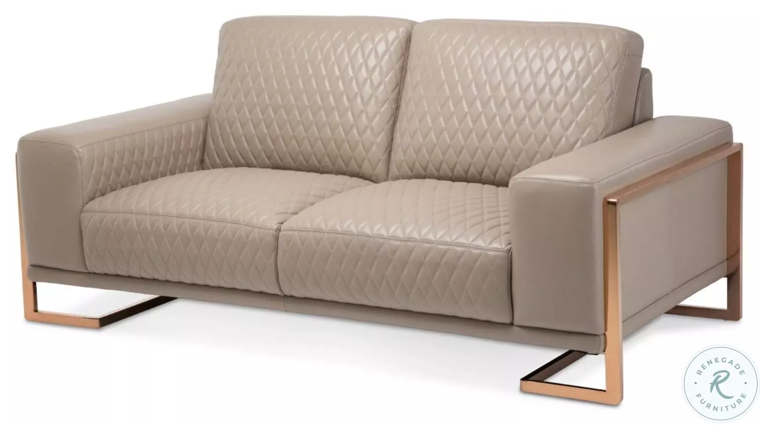 Michael Amini Mia Bella Gianna Leather Loveseat Rose Gold