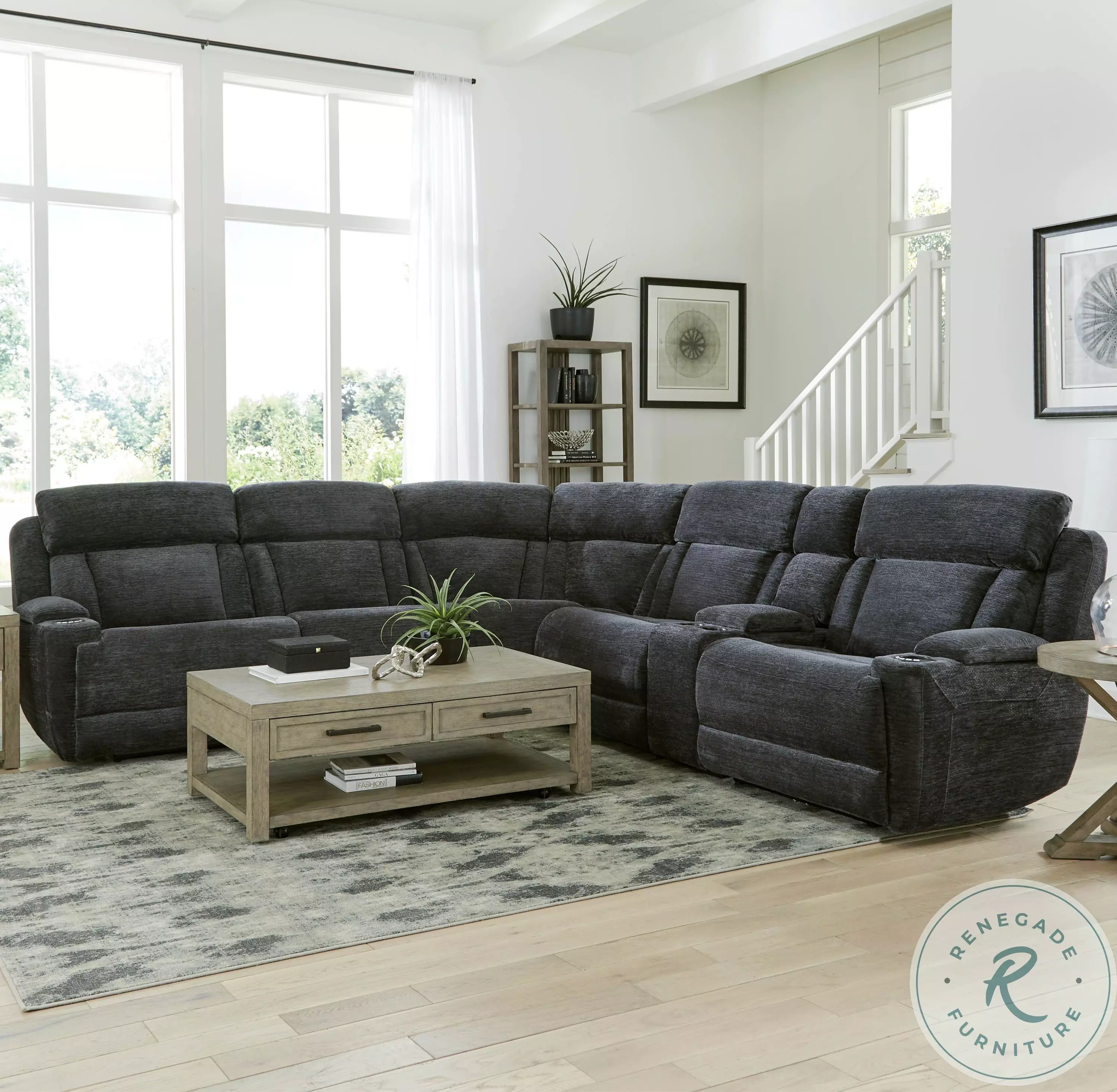 Duncan Lucky Charcoal Sectional from Golden Crest Home | Coleman Furniture