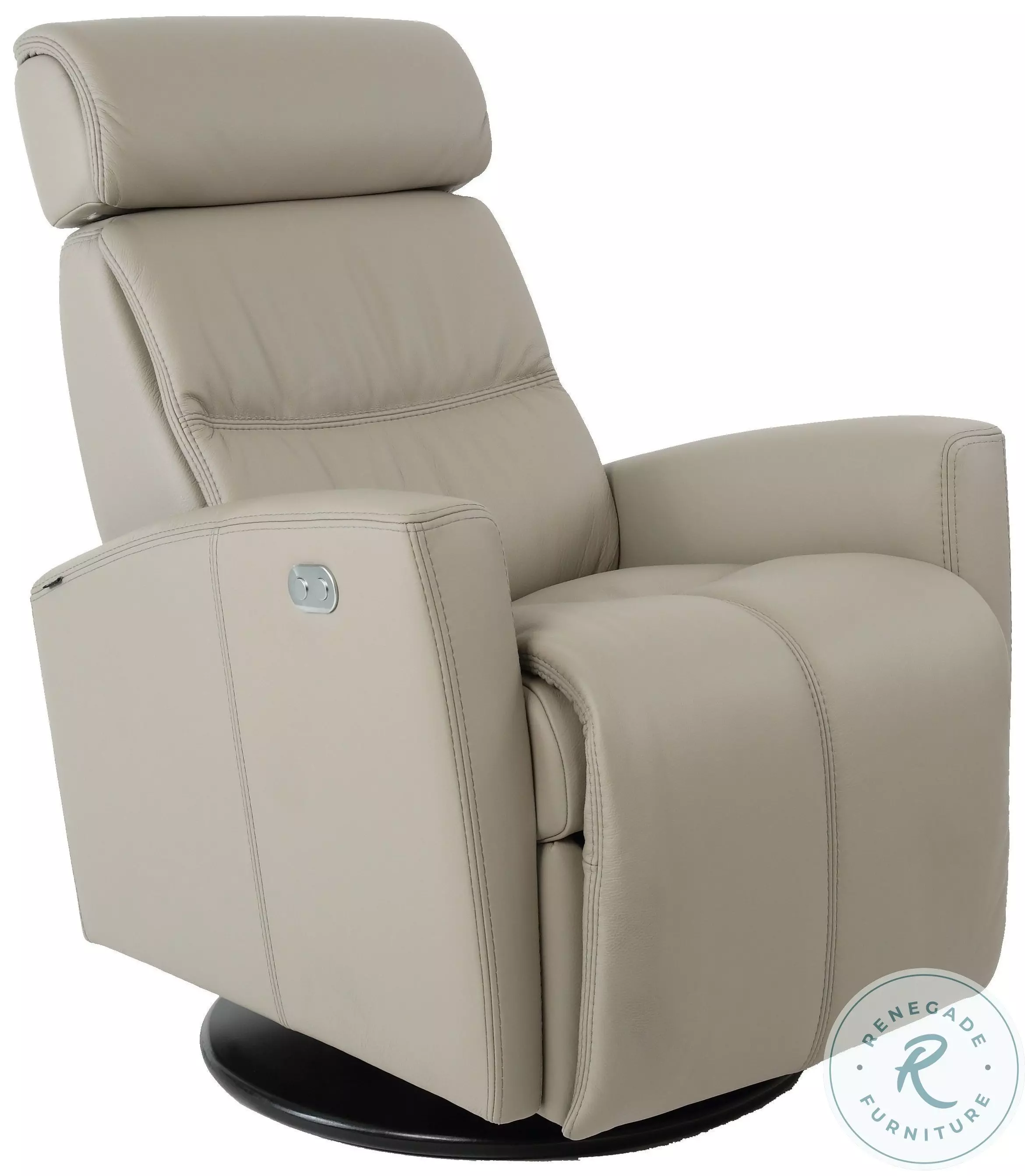 Milan Cement Leather Swivel Glider Small Power Recliner From Fjords ...