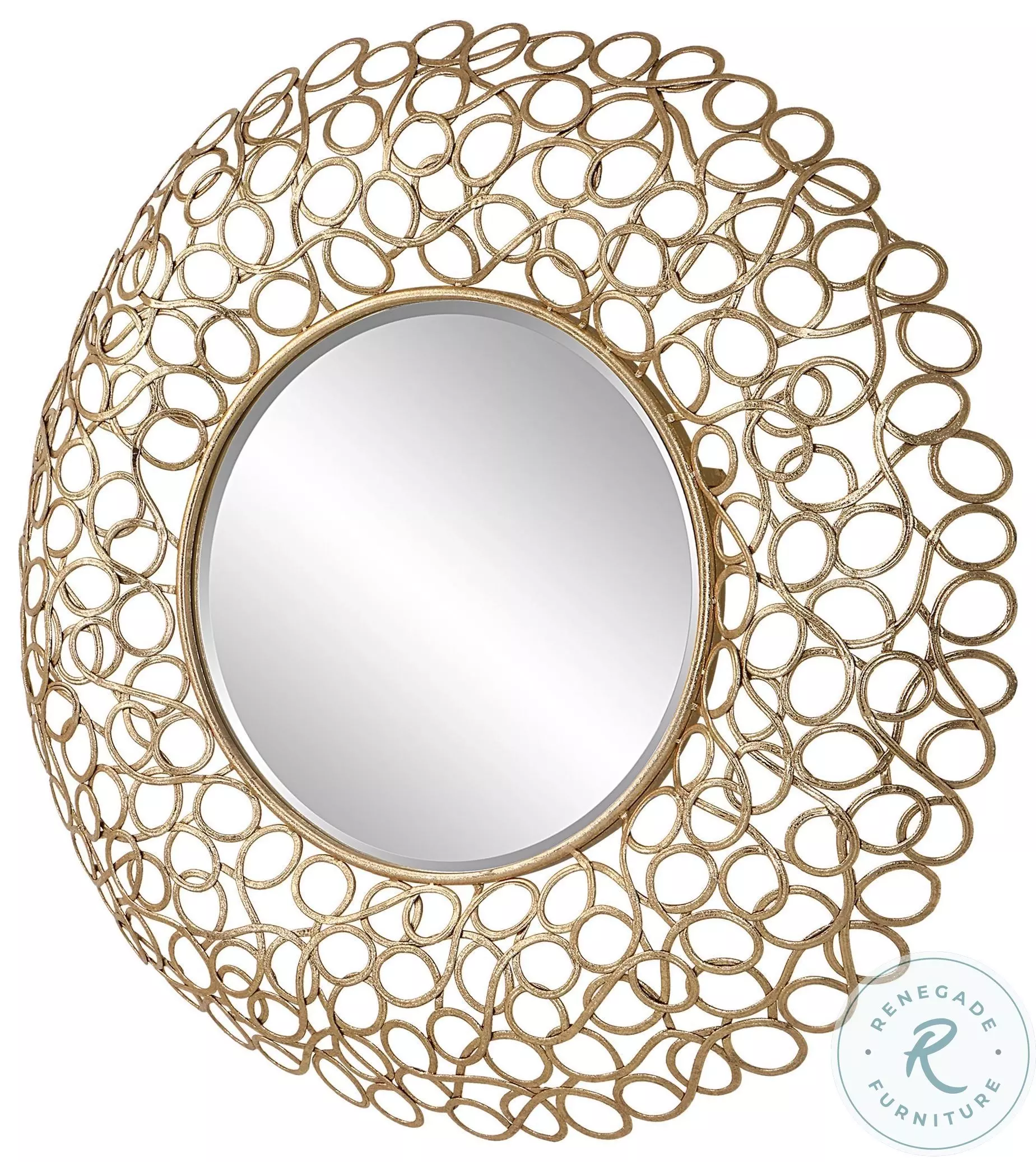 Swirl Gold Leaf Round 42" Mirror From Uttermost | Coleman Furniture
