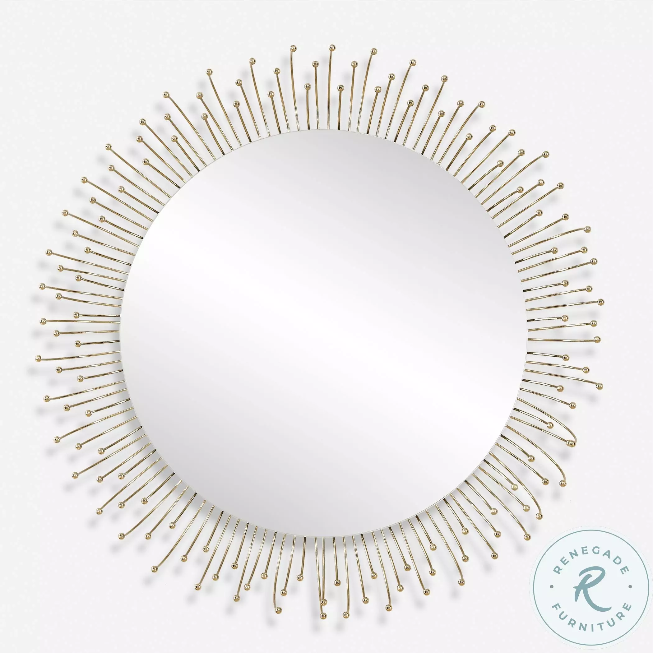 Aga Plated Gold Round Mirror From Uttermost | Coleman Furniture