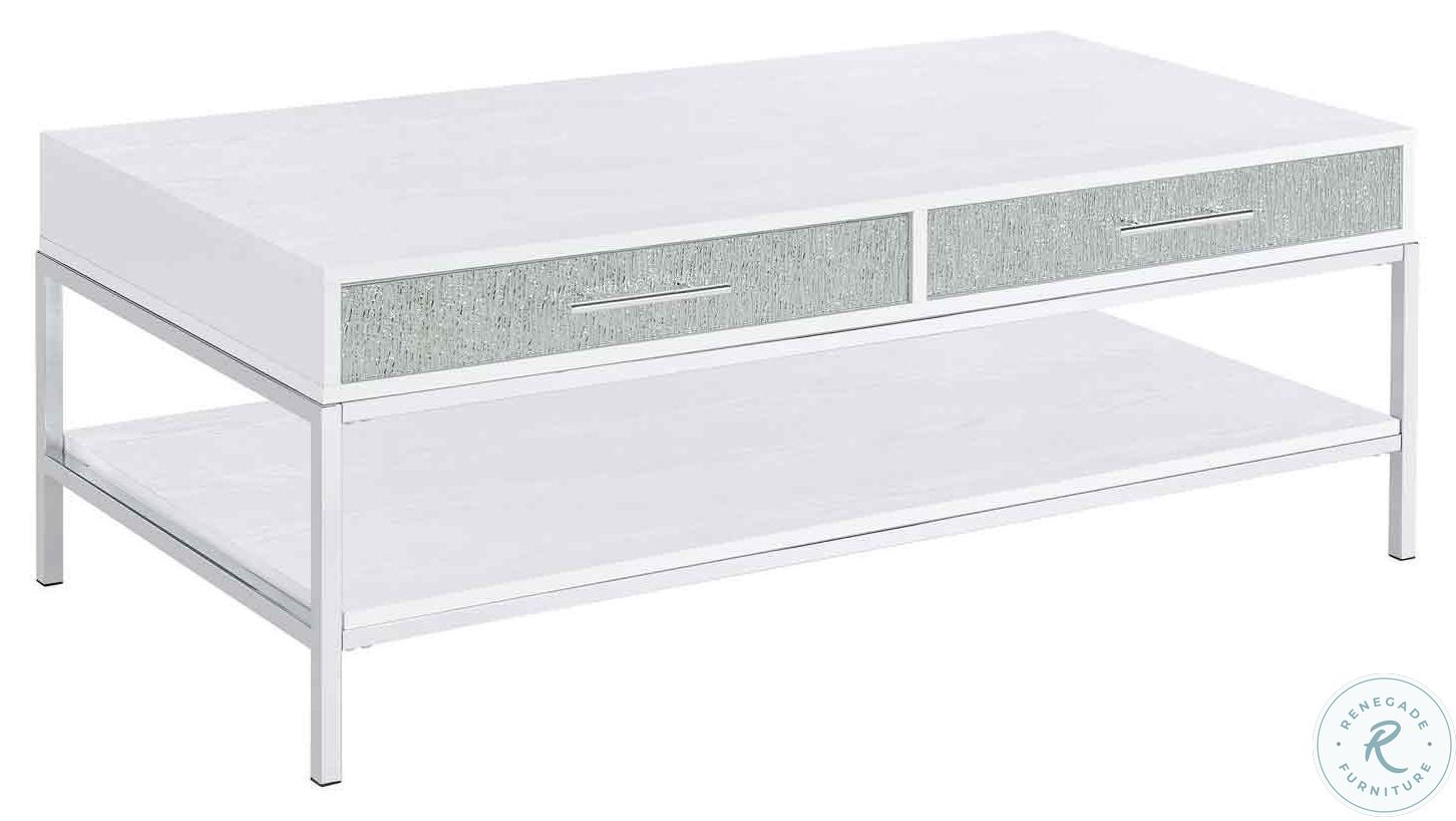 Mirage White And Chrome Cocktail Table From Steve Silver | Coleman ...