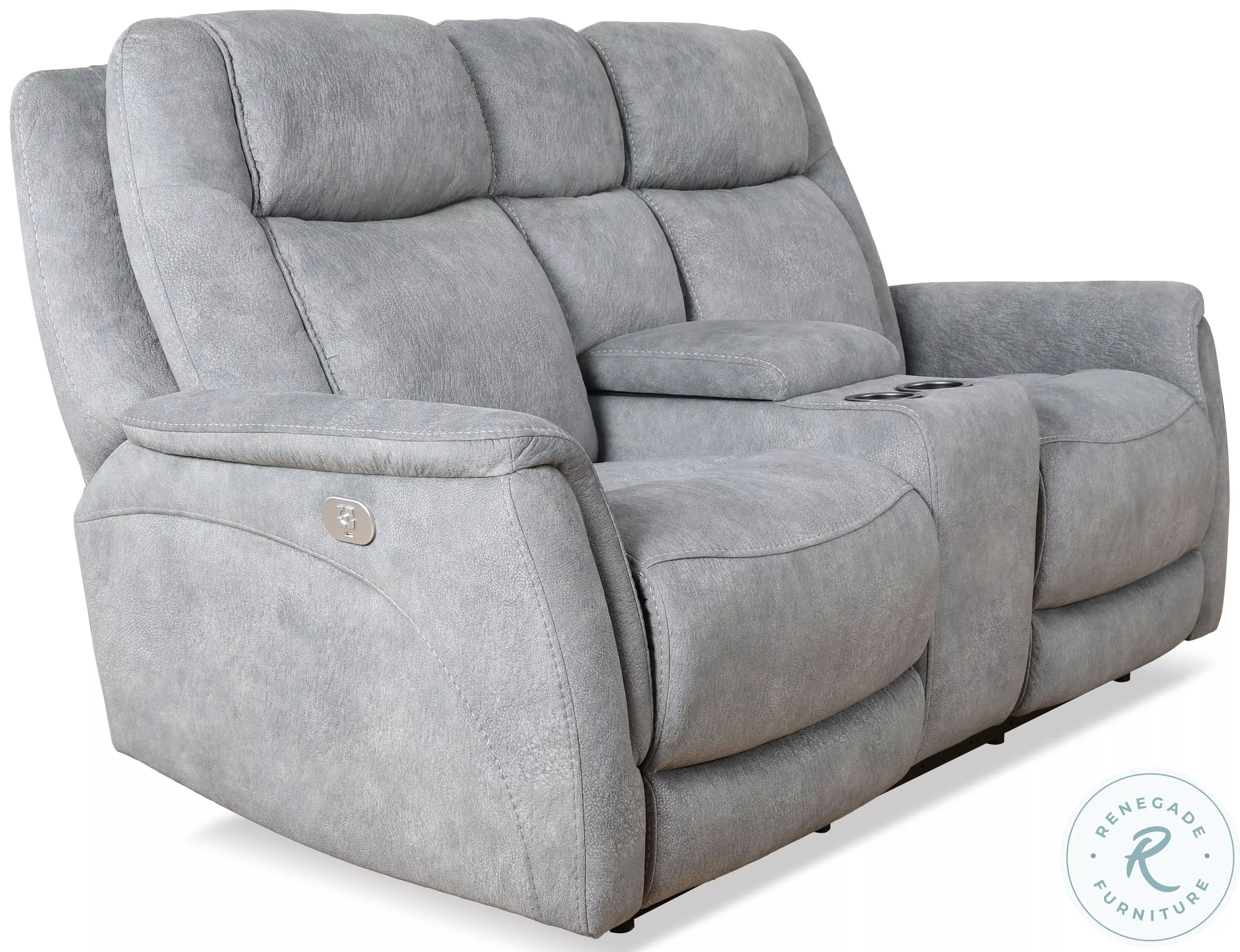 Linus Hudson Grey Zero Gravity Power Reclining Console Loveseat From ...