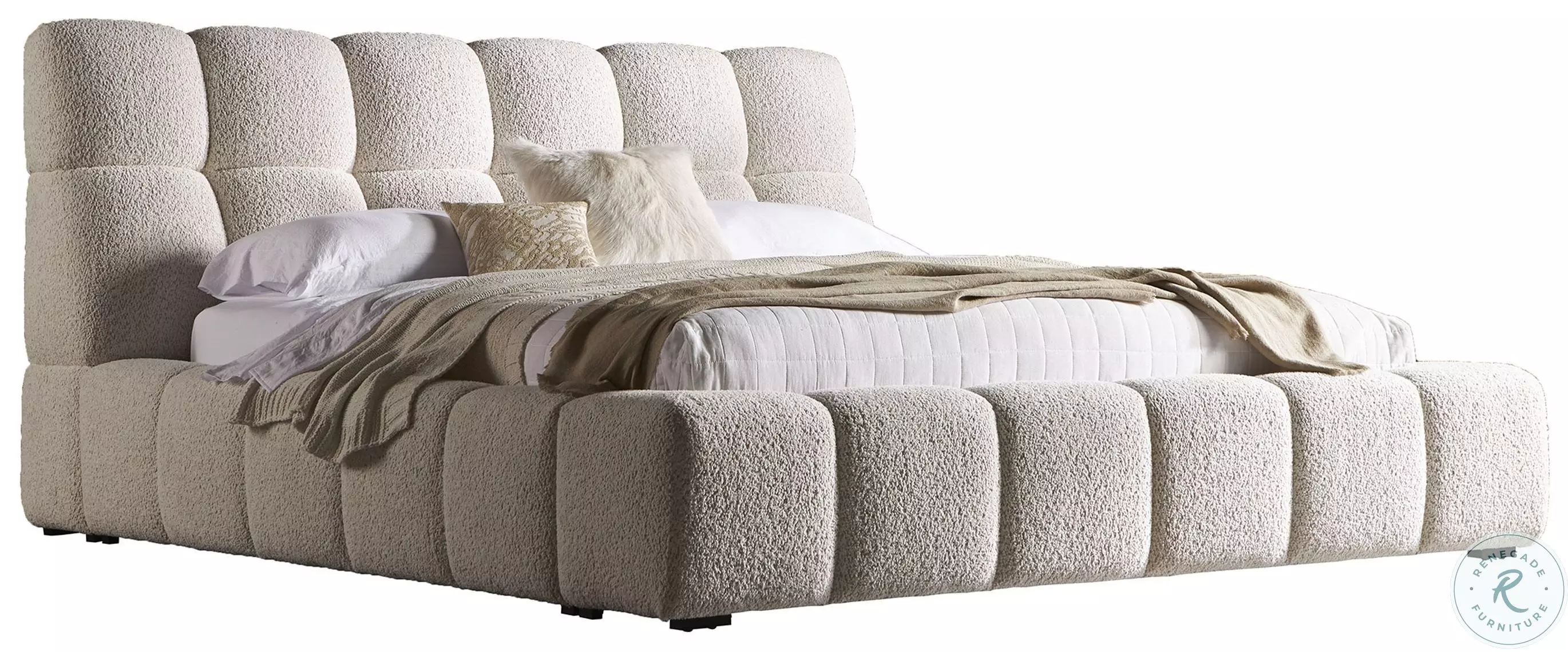 Wanderlust Fluffy River Rock King Upholstered Panel Bed From Golden ...
