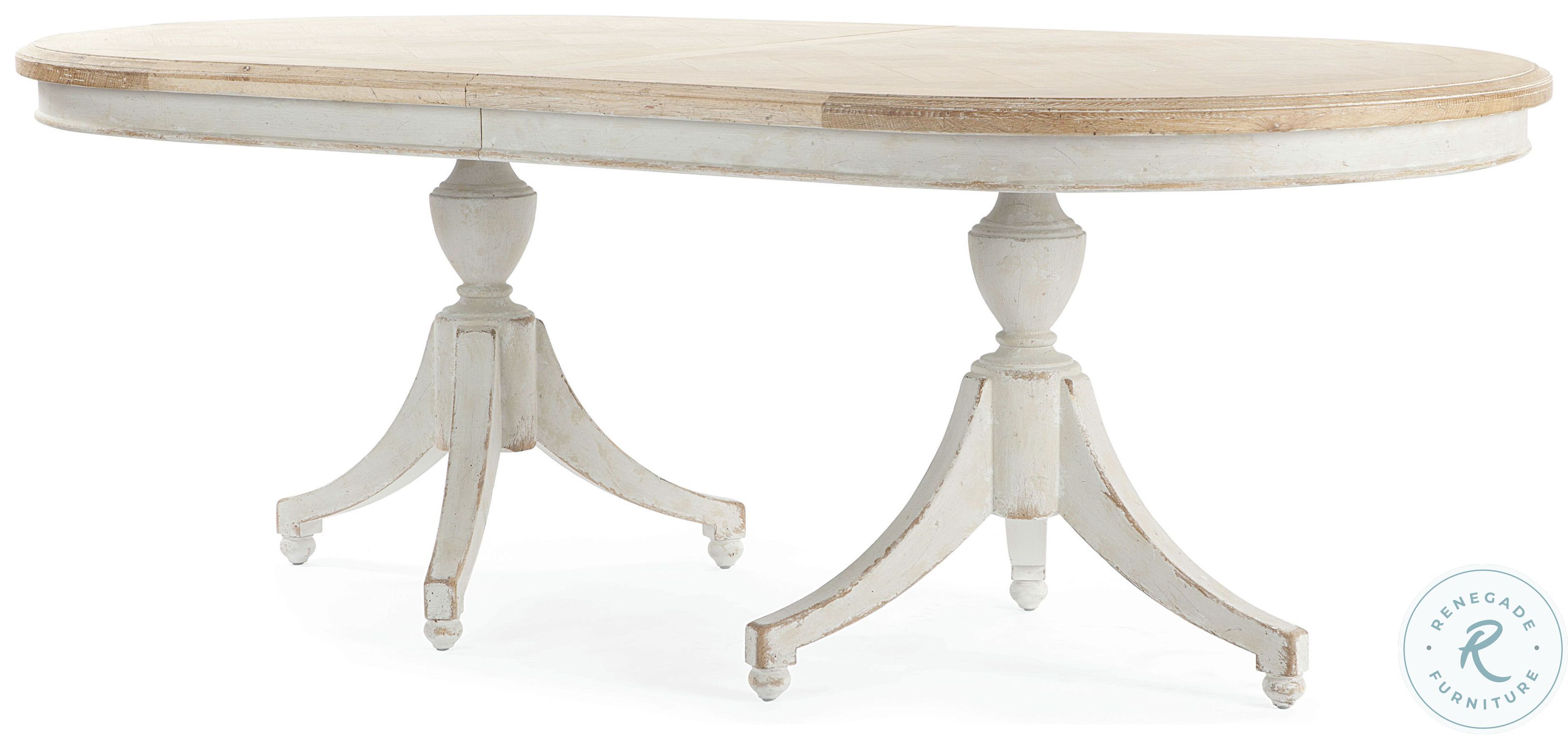 Madeline Washed Oak And Worn Light Grey 84" Extendable Double Pedestal ...