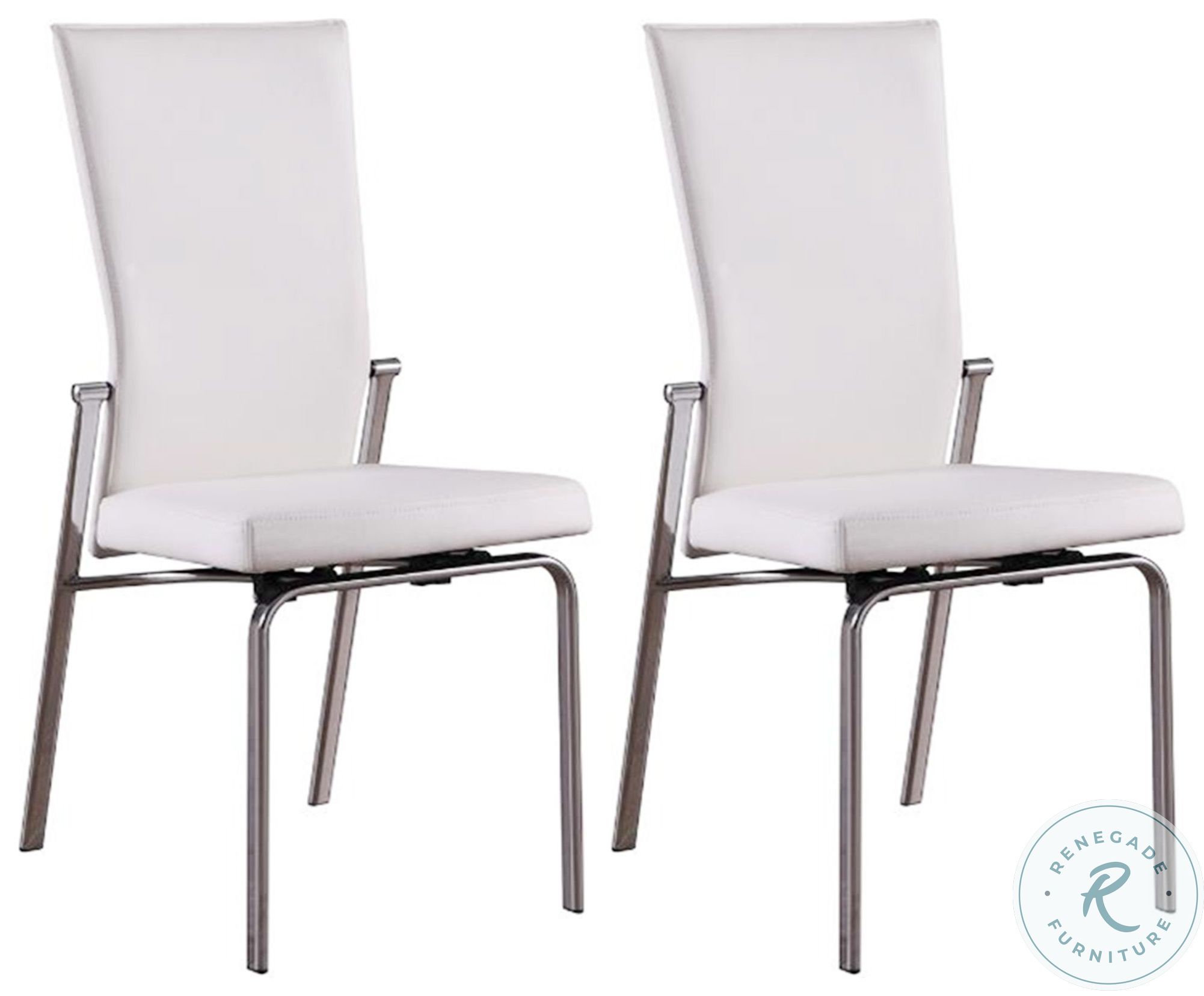 Molly White Leather And Chrome Motion Back Side Chair Set of 2 From ...