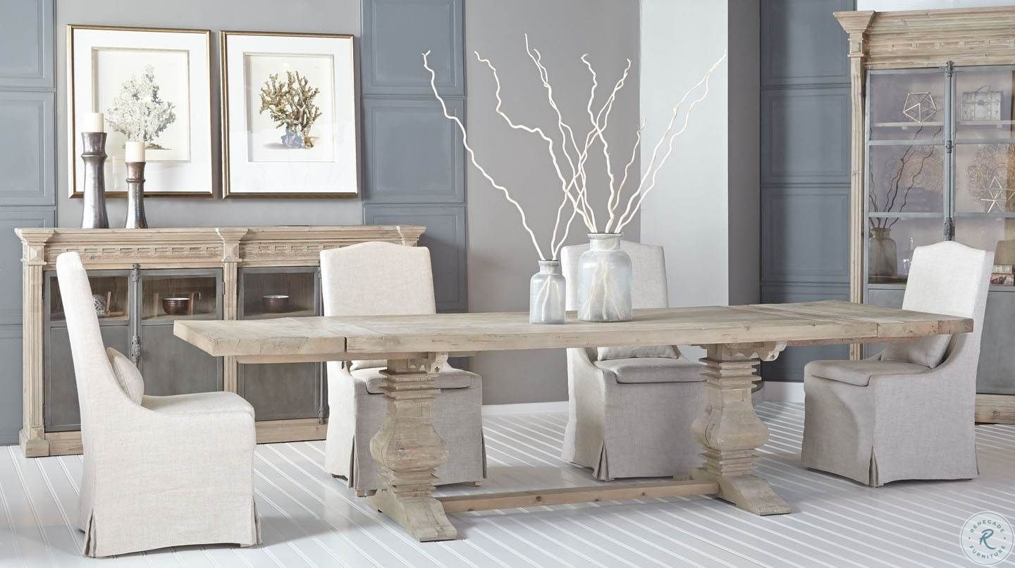 Salvaged wood trestle rectangular extension dining table store