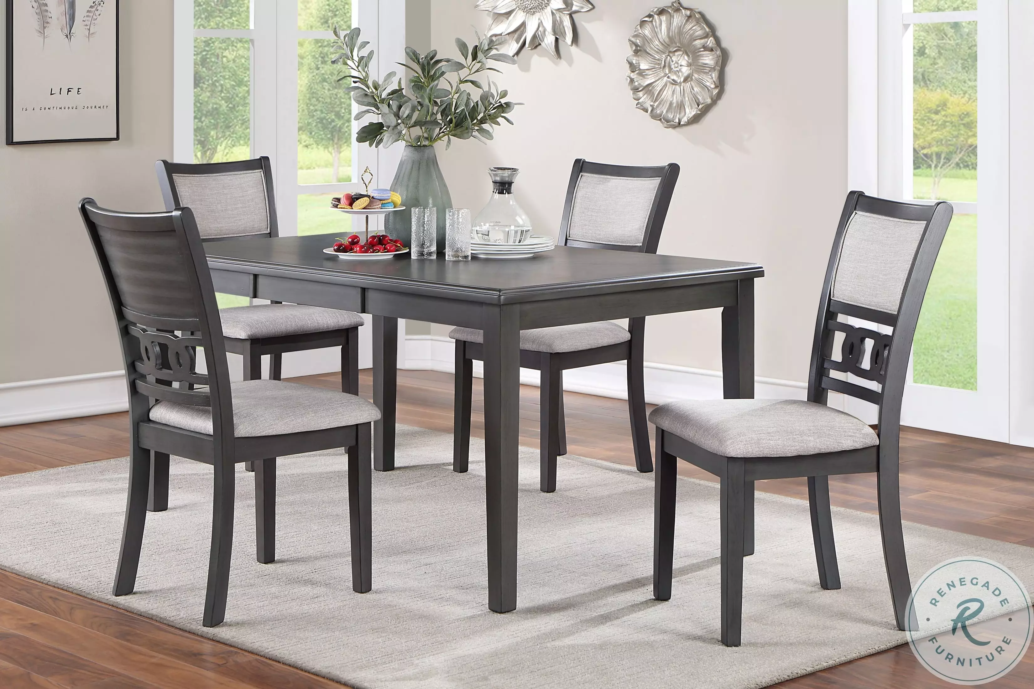 Gia Gray 5 Piece 60" Dining Set From New Classic | Coleman Furniture
