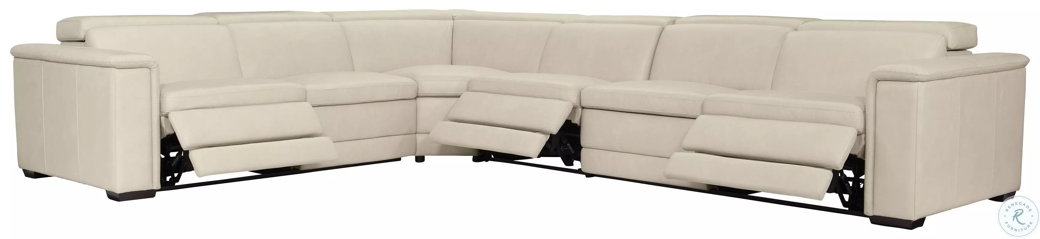 Lioni Cream Leather Power Reclining Sectional from Bernhardt Furniture ...