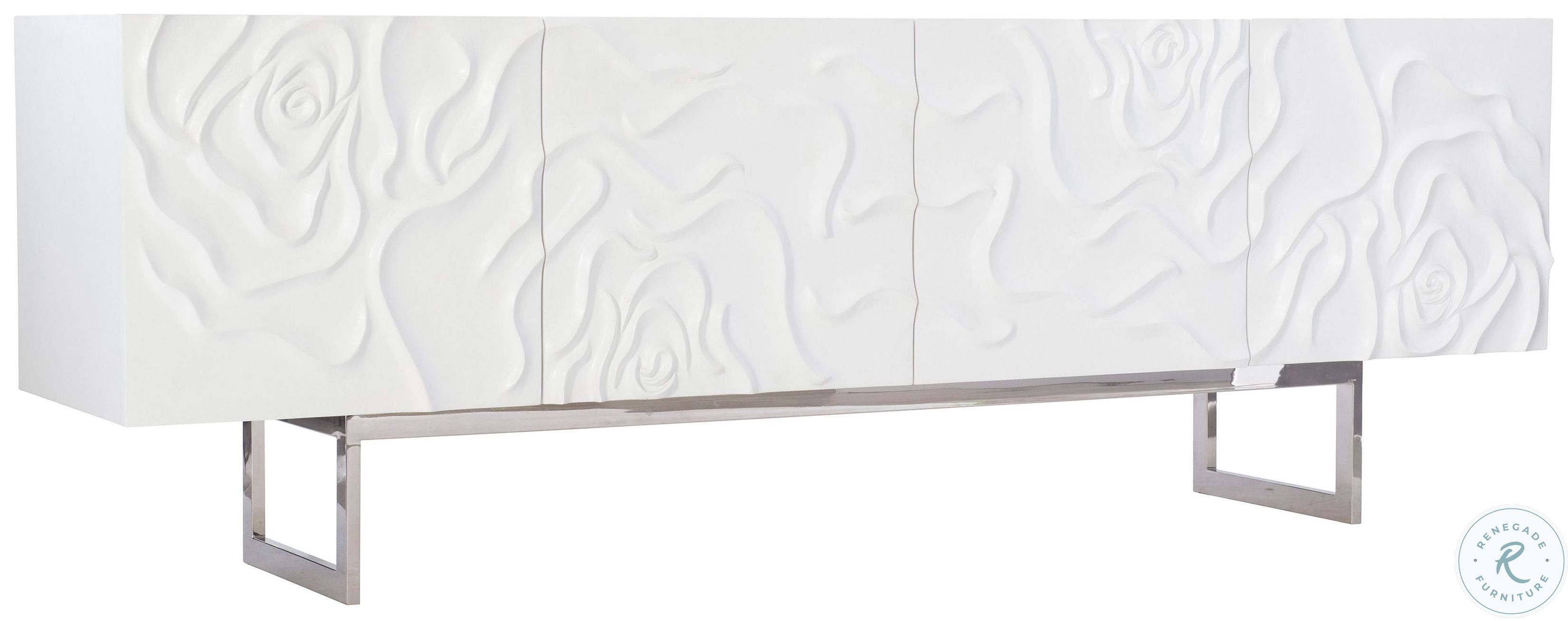 Penrose White Plaster And Polished Stainless Steel Credenza From ...