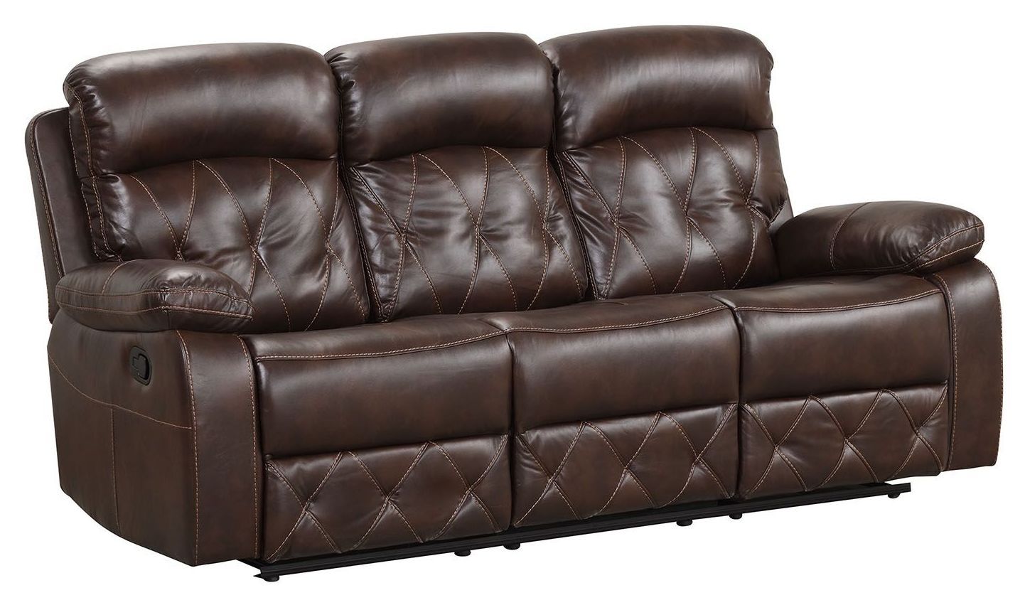 Osias Brown 84" Manual Reclining Sofa From Furniture of America | Coleman Furniture