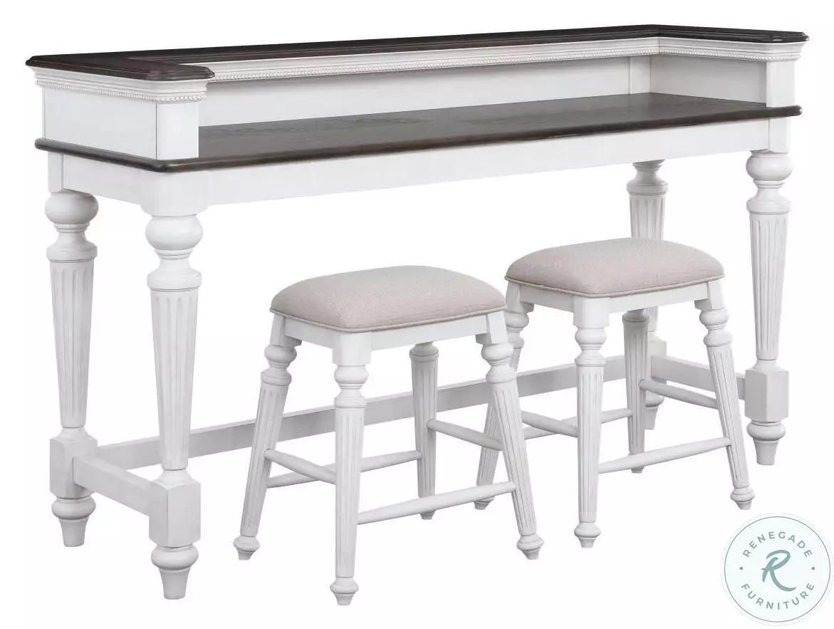 West Chester Light Gray Oak and Distressed White Bar Set with Power ...