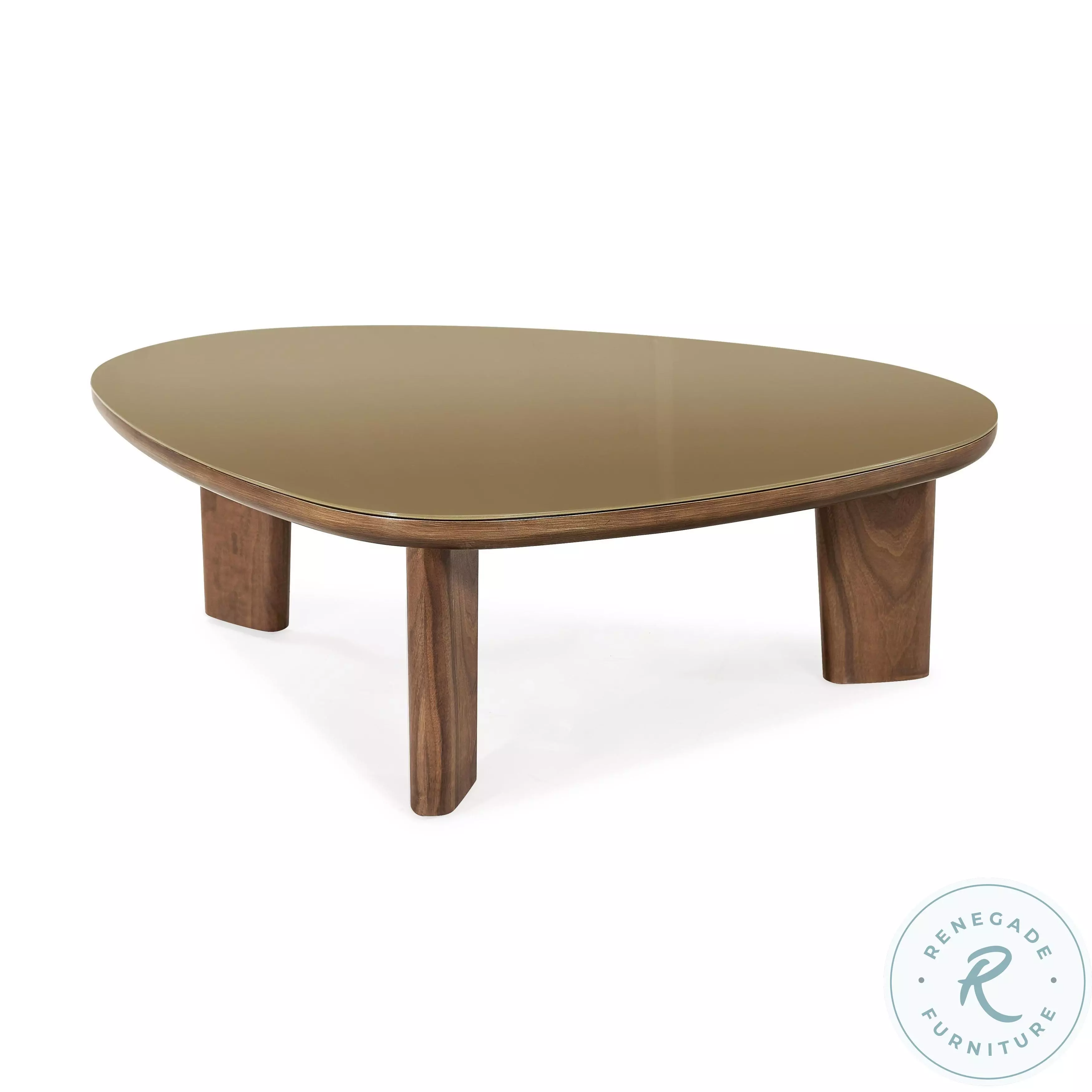 Oani Walnut and Glass Triangular Coffee Table From TOV | Coleman Furniture