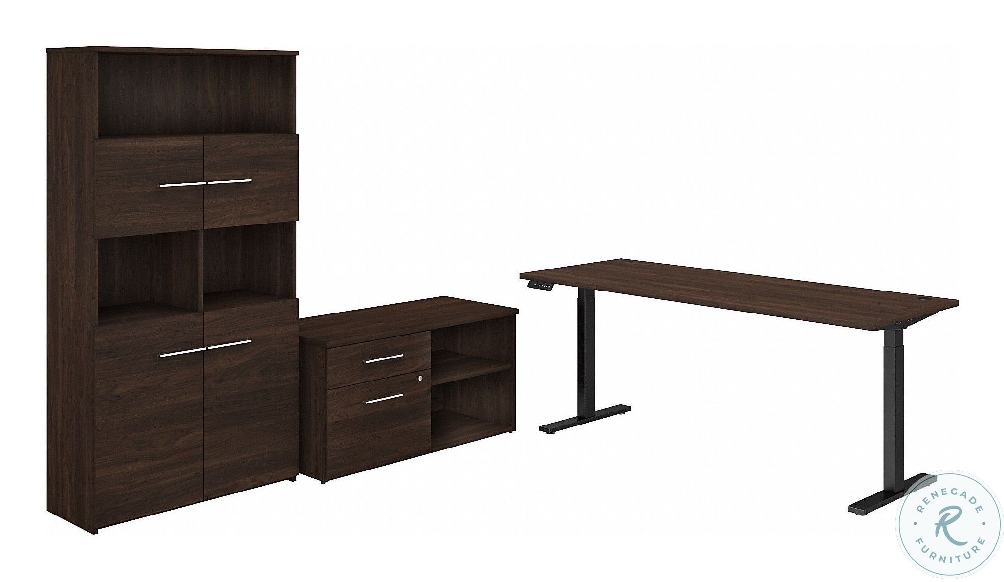 Office 500 Black Walnut 72" Height Adjustable Standing Desk with ...