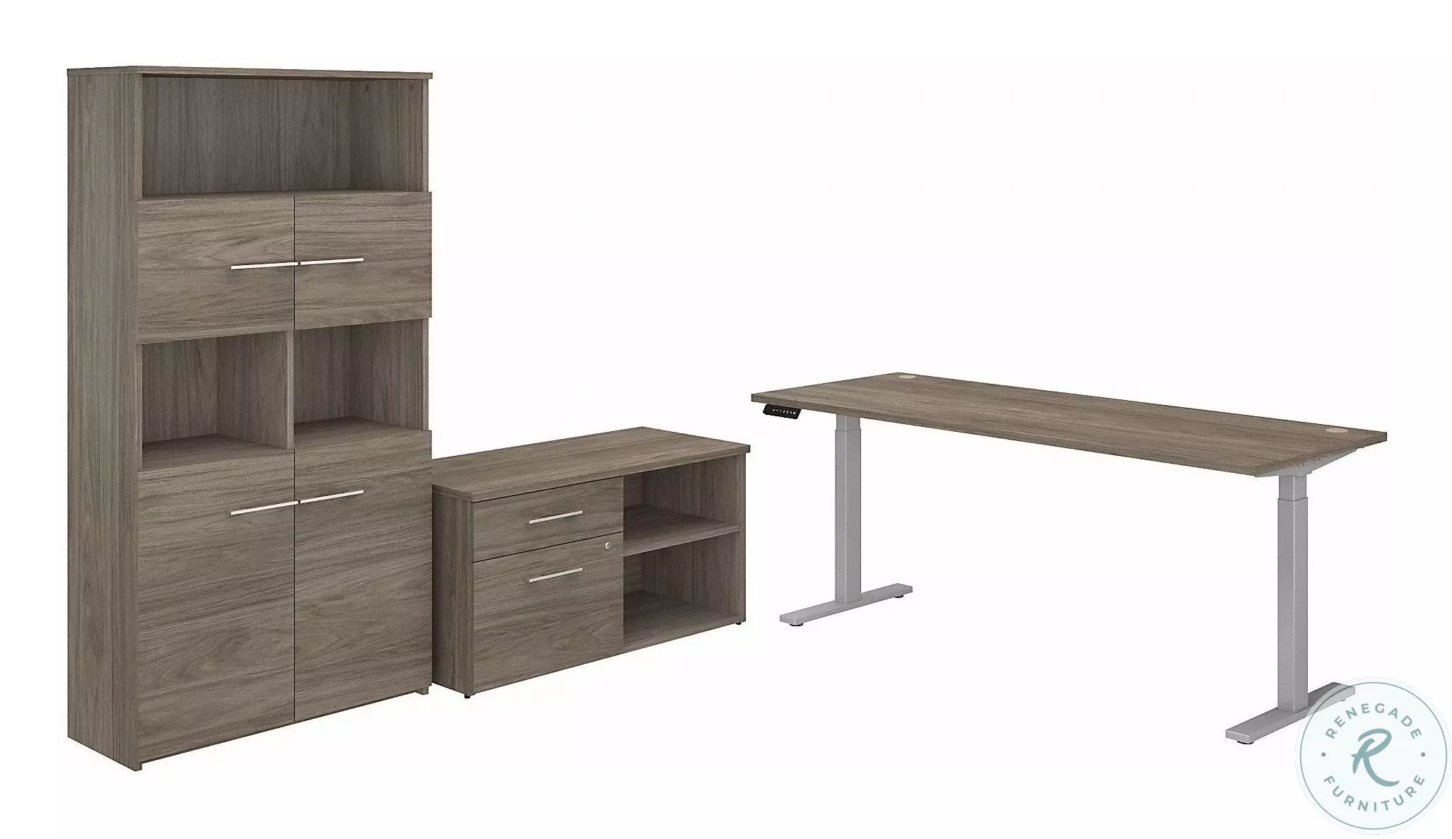 Office 500 Modern Hickory 72" Height Adjustable Standing Desk with ...