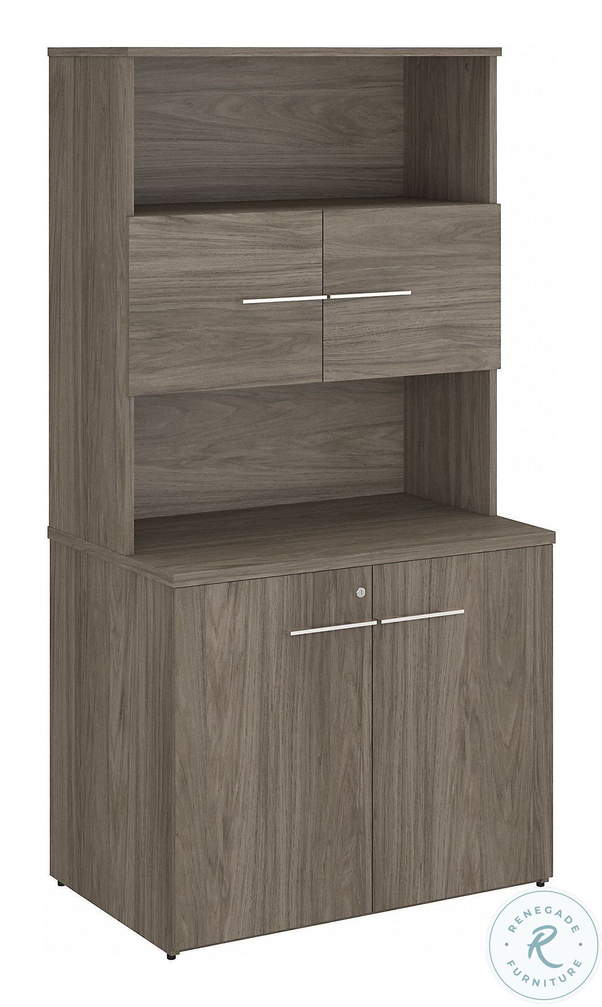 Office 500 Modern Hickory 36" Tall Storage Cabinet with Doors and ...