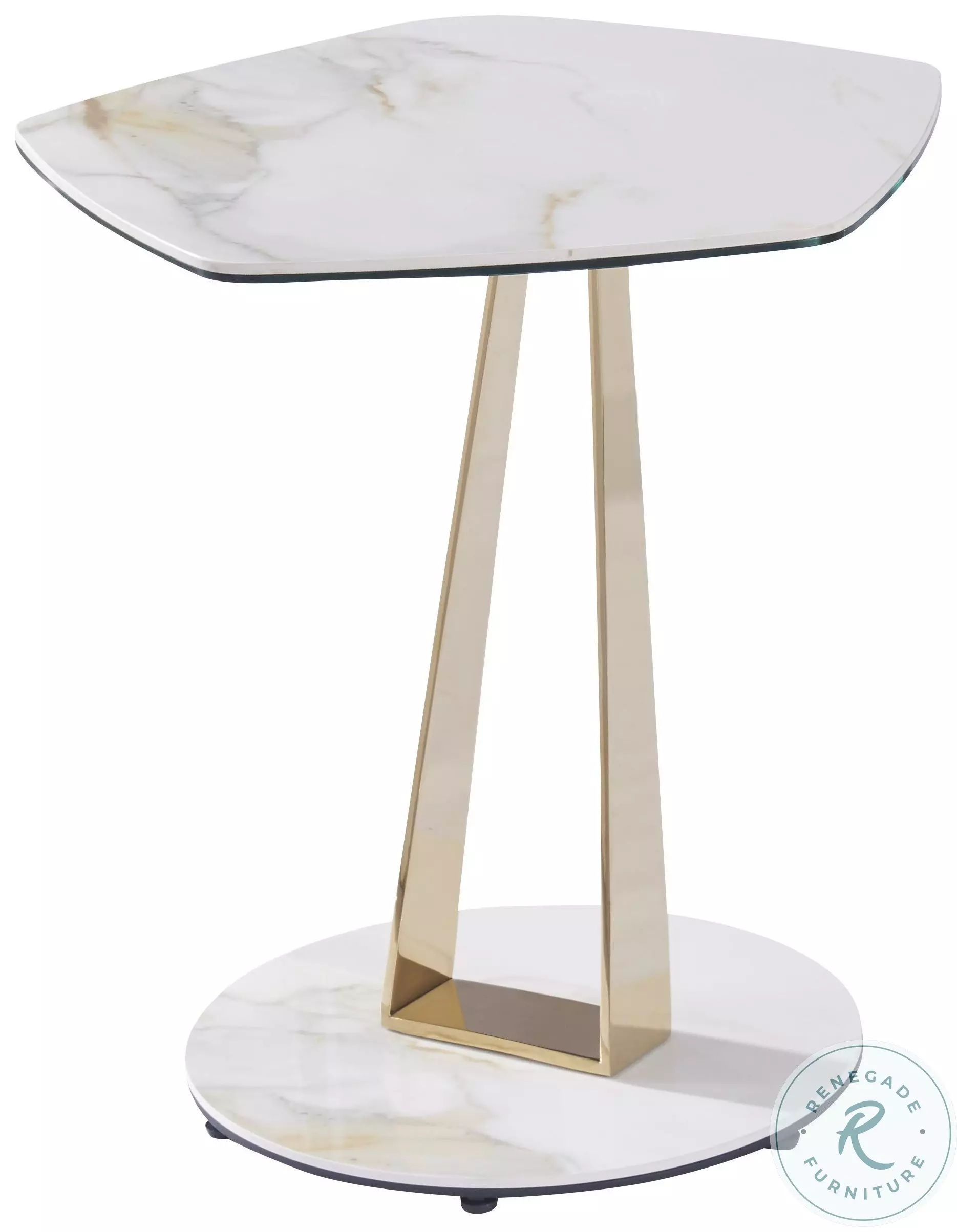 Orleans White Ceramic And Gold End Table From JNM | Coleman Furniture