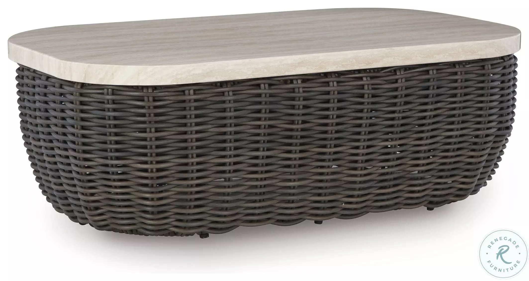 Kimora Beige And Dark Brown Outdoor Rectangular Cocktail Table From ...