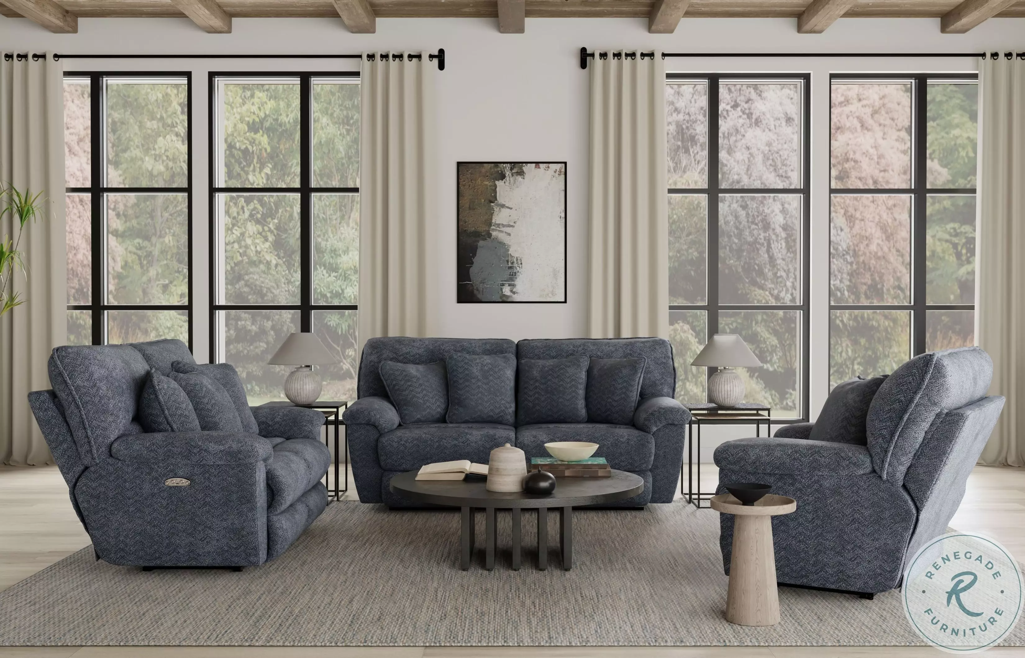 Paxon Smoke Power Reclining Living Room Set with Power Adjustable ...