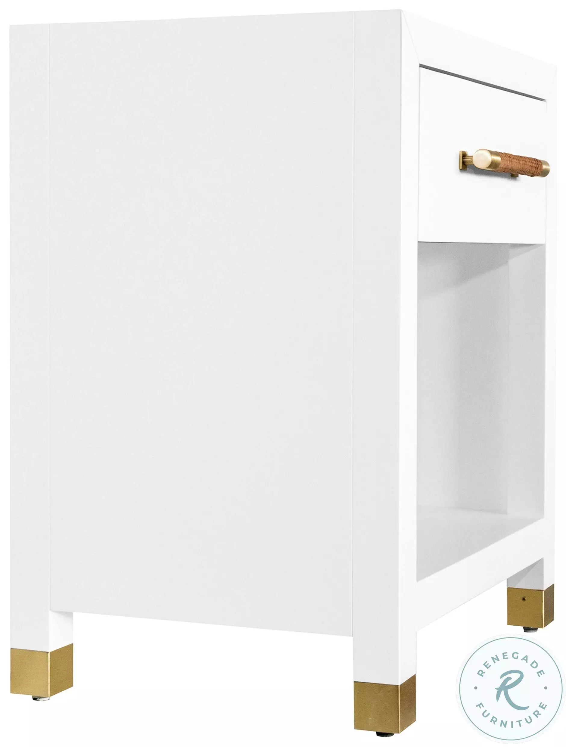 Pelham Matte White Lacquer 1 Drawer Side Table From Worlds Away ...