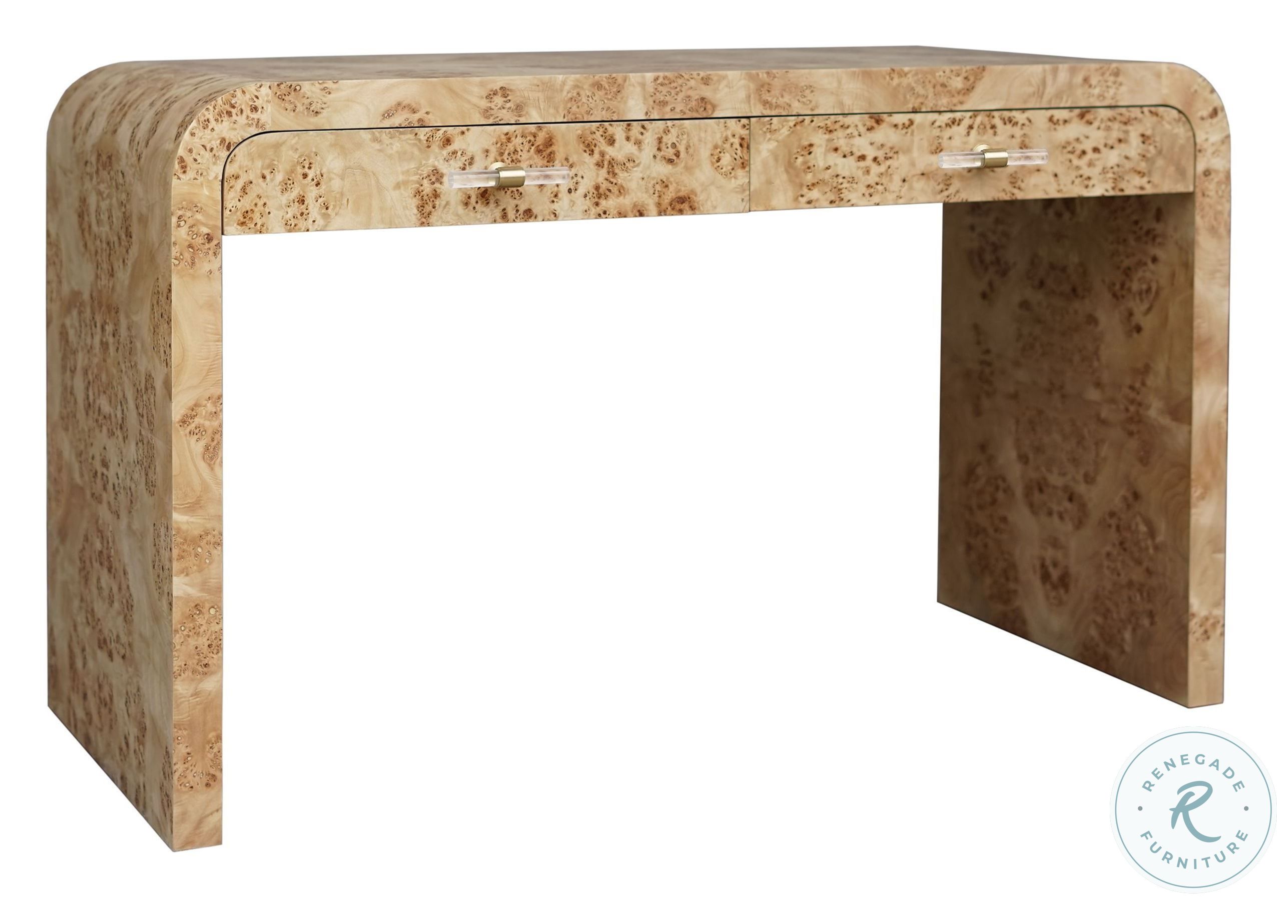 Petra Burl Wood Waterfall Edge Desk from Worlds Away | Coleman Furniture