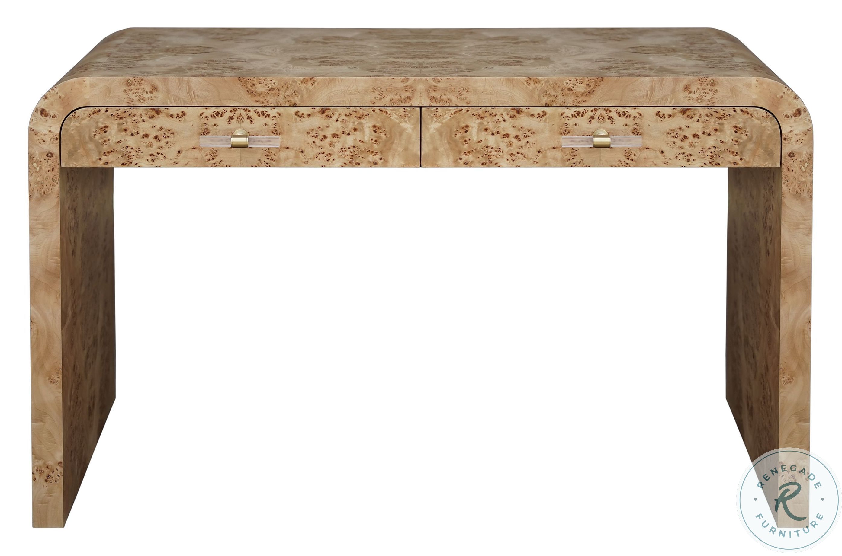 Petra Burl Wood Waterfall Edge Desk from Worlds Away | Coleman Furniture