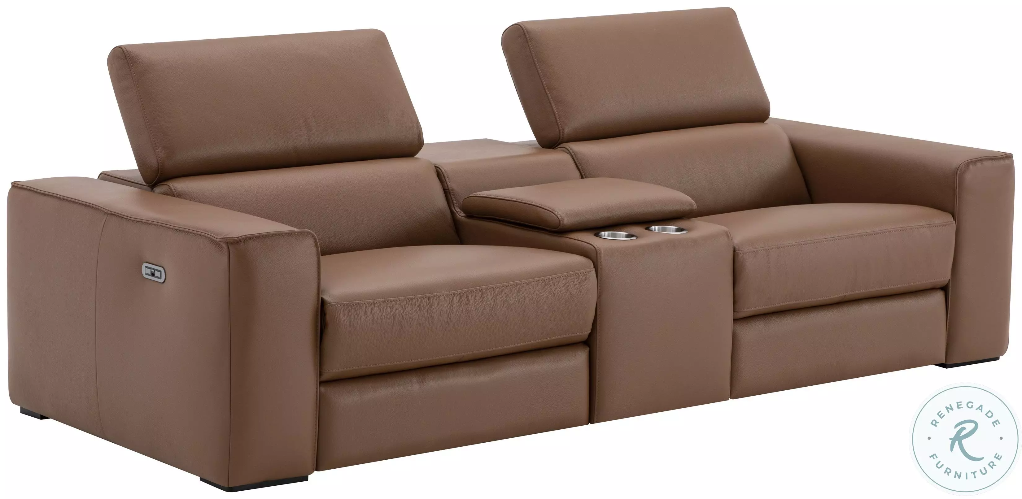 Picasso Caramel Leather Motion Console Loveseat From JNM | Coleman ...