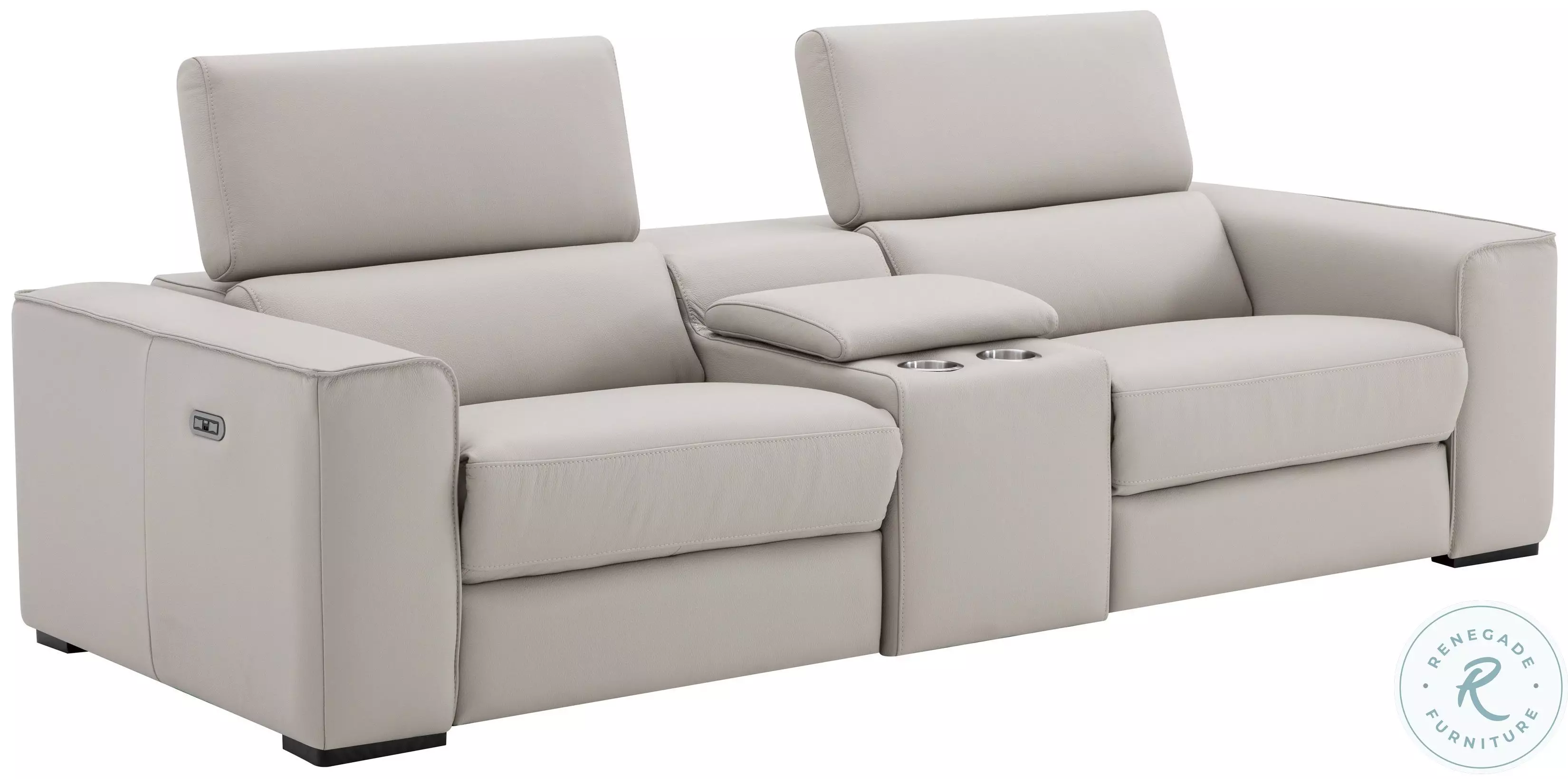 Picasso Silver Gray Leather Motion Console Loveseat From JNM | Coleman ...