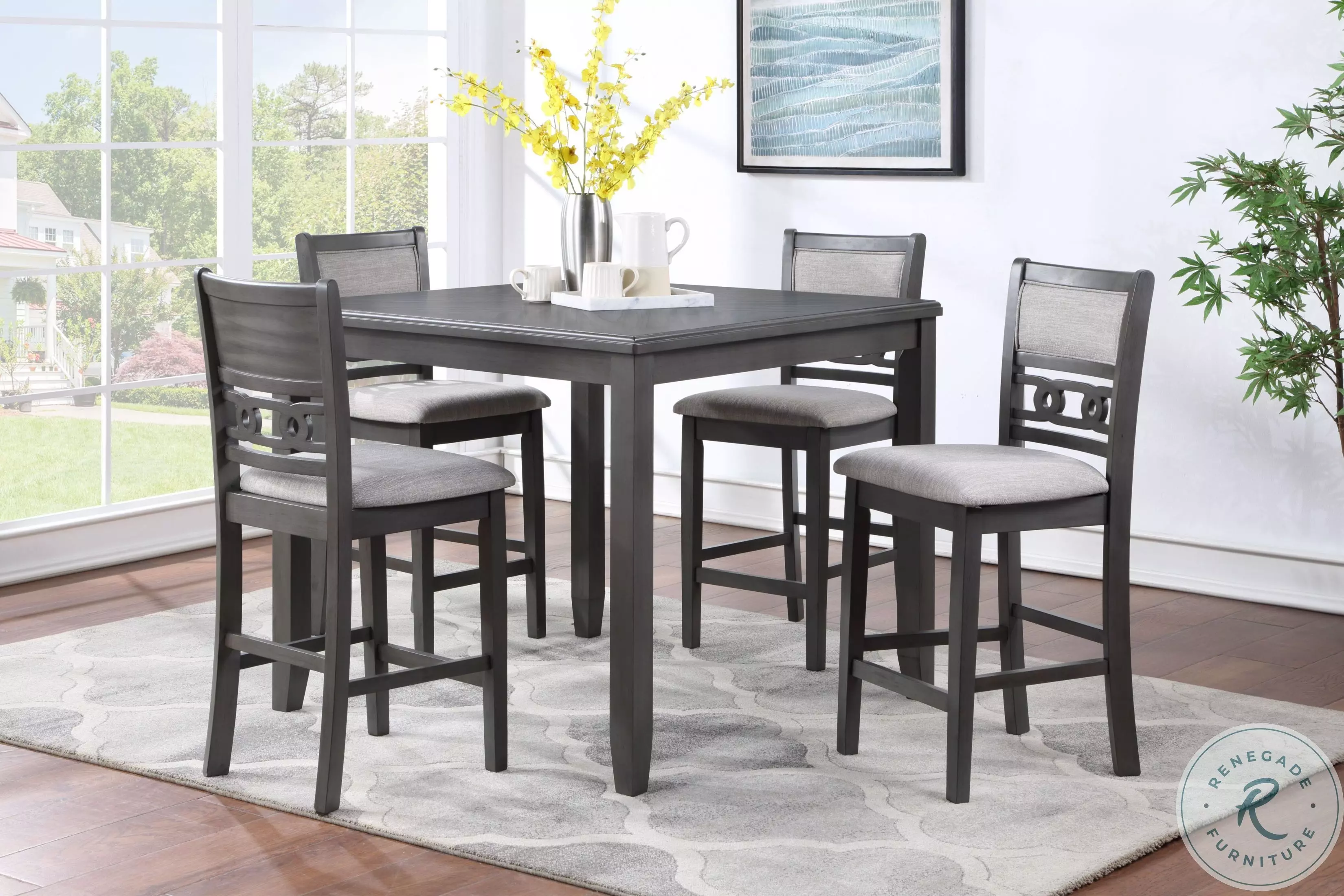 Gia Gray 5 Piece Counter Height Dining Set From New Classic | Coleman ...