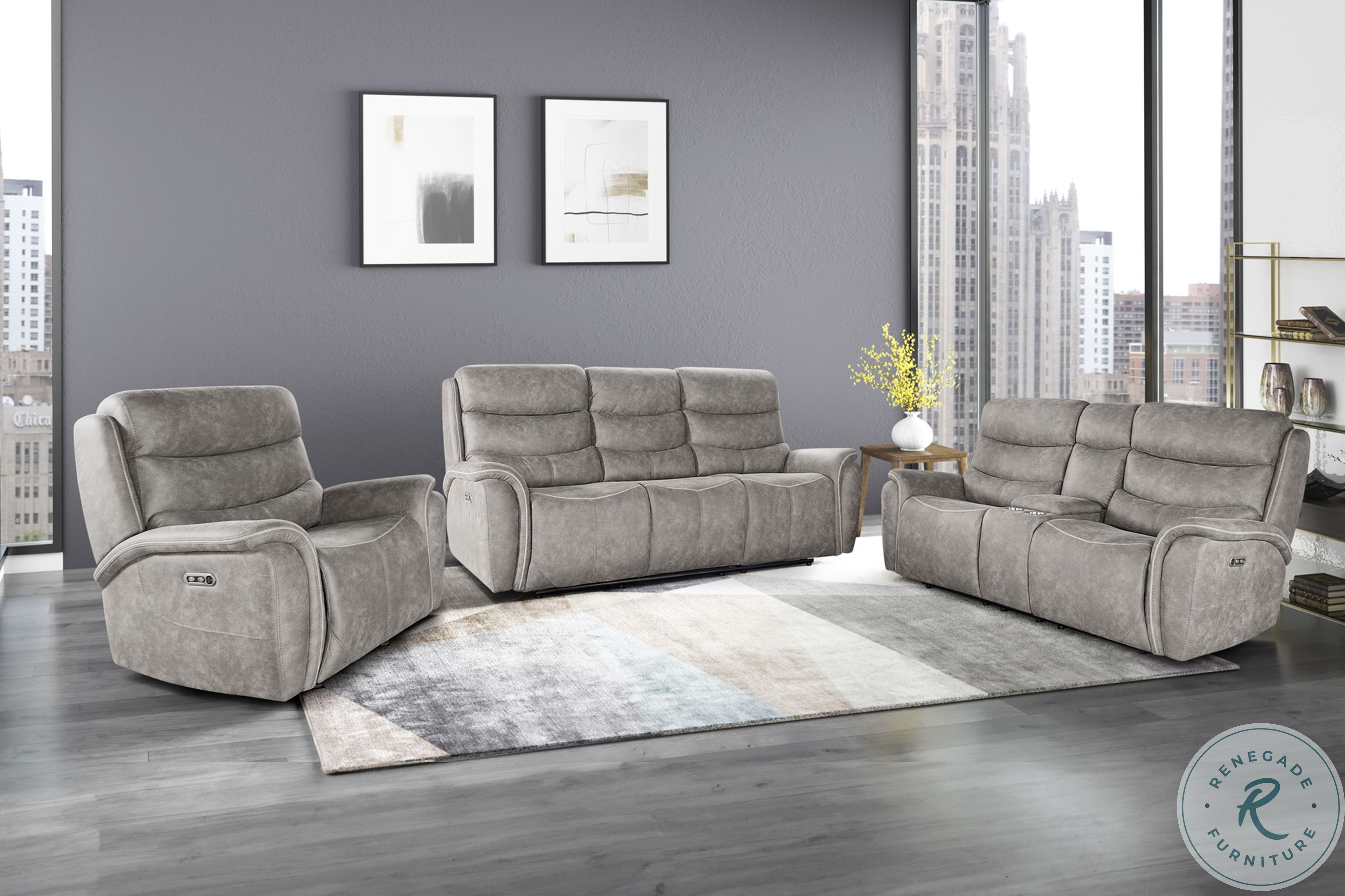 Kamari Gray Power Reclining Sofa Power Headrest And Footrest From New ...