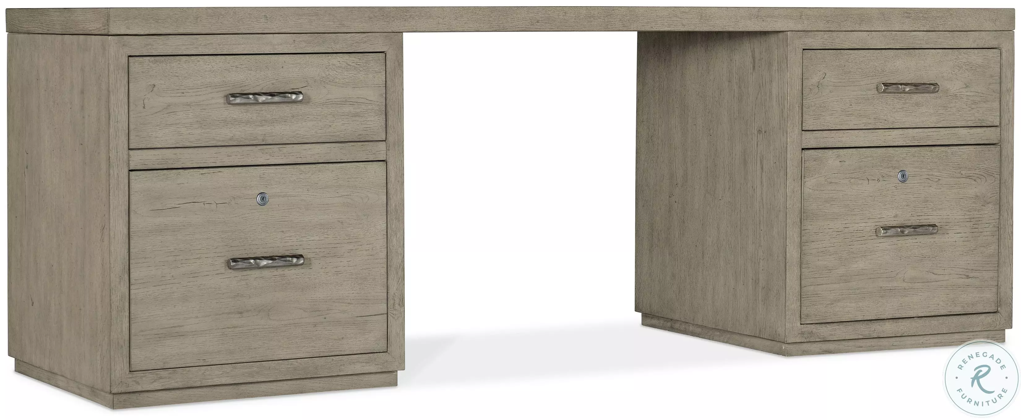 Linville Falls Soft Smoked Gray 84" Desk with Two File Cabinet From ...