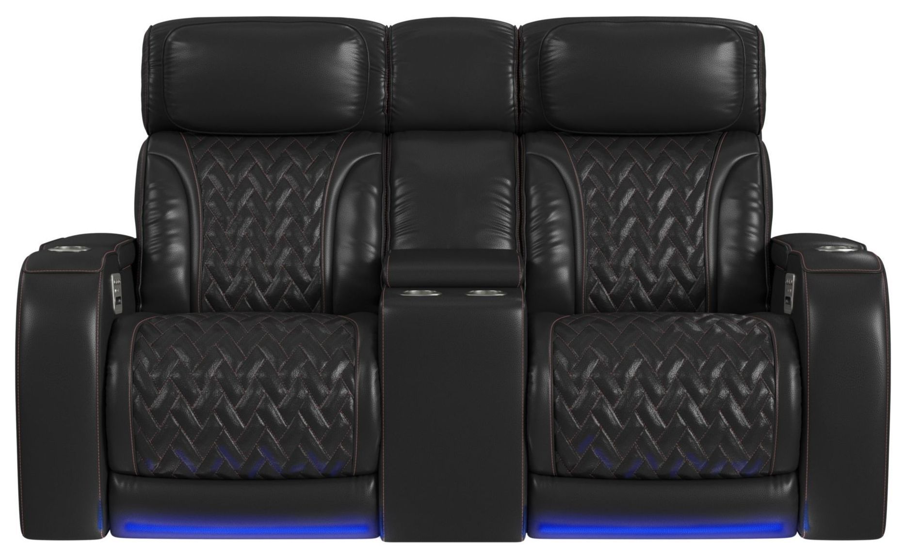 Ascend Black Leather 76" Power Reclining Loveseat with USB Charging and ...
