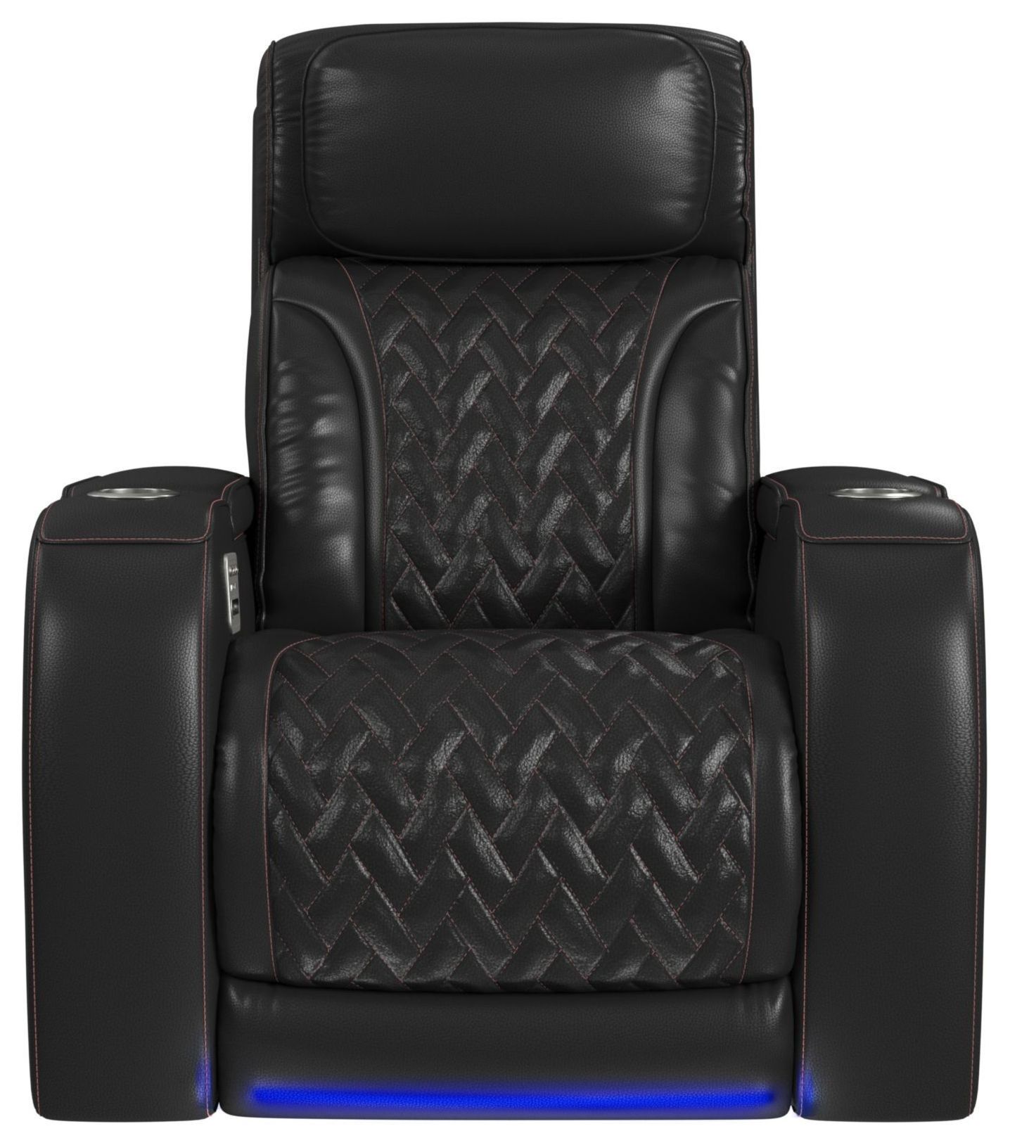 Ascend Black Leather Power Recliner with LED and USB Charger From ...