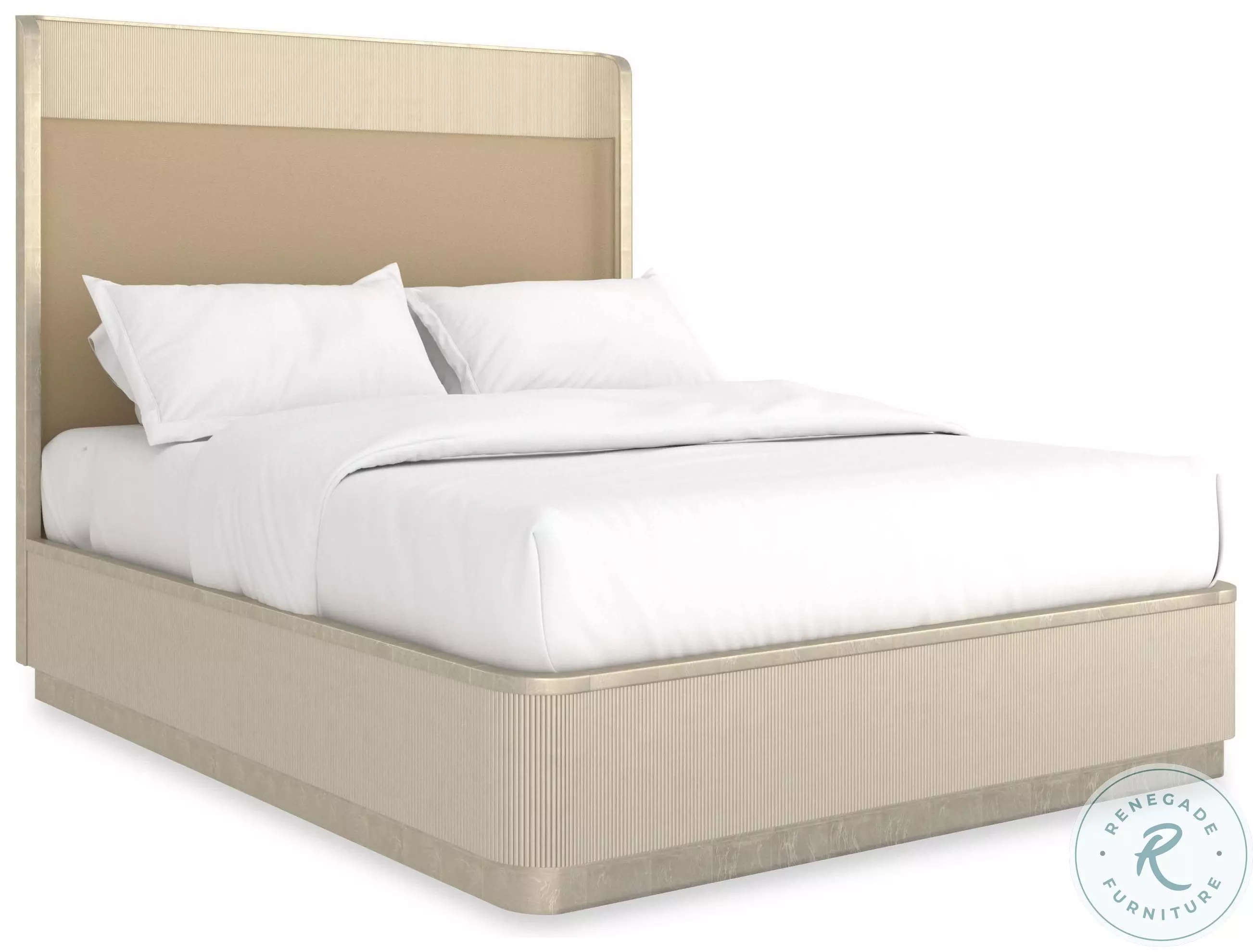 Fall In Love Oracle And Champagne Silk Upholstered Queen Platform Bed ...