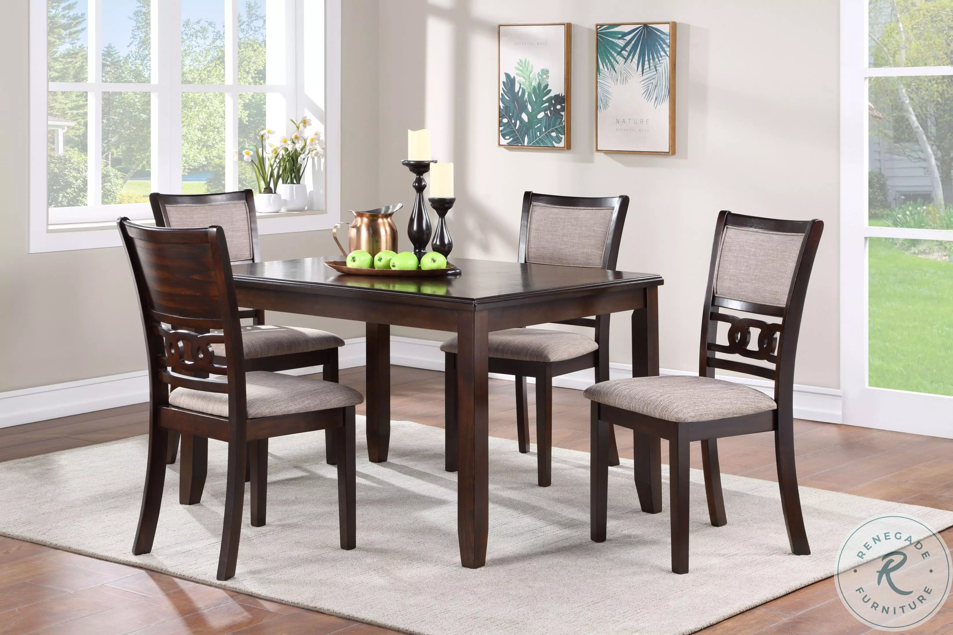 Gia Cherry 5 Piece 48" Dining Set From New Classic | Coleman Furniture