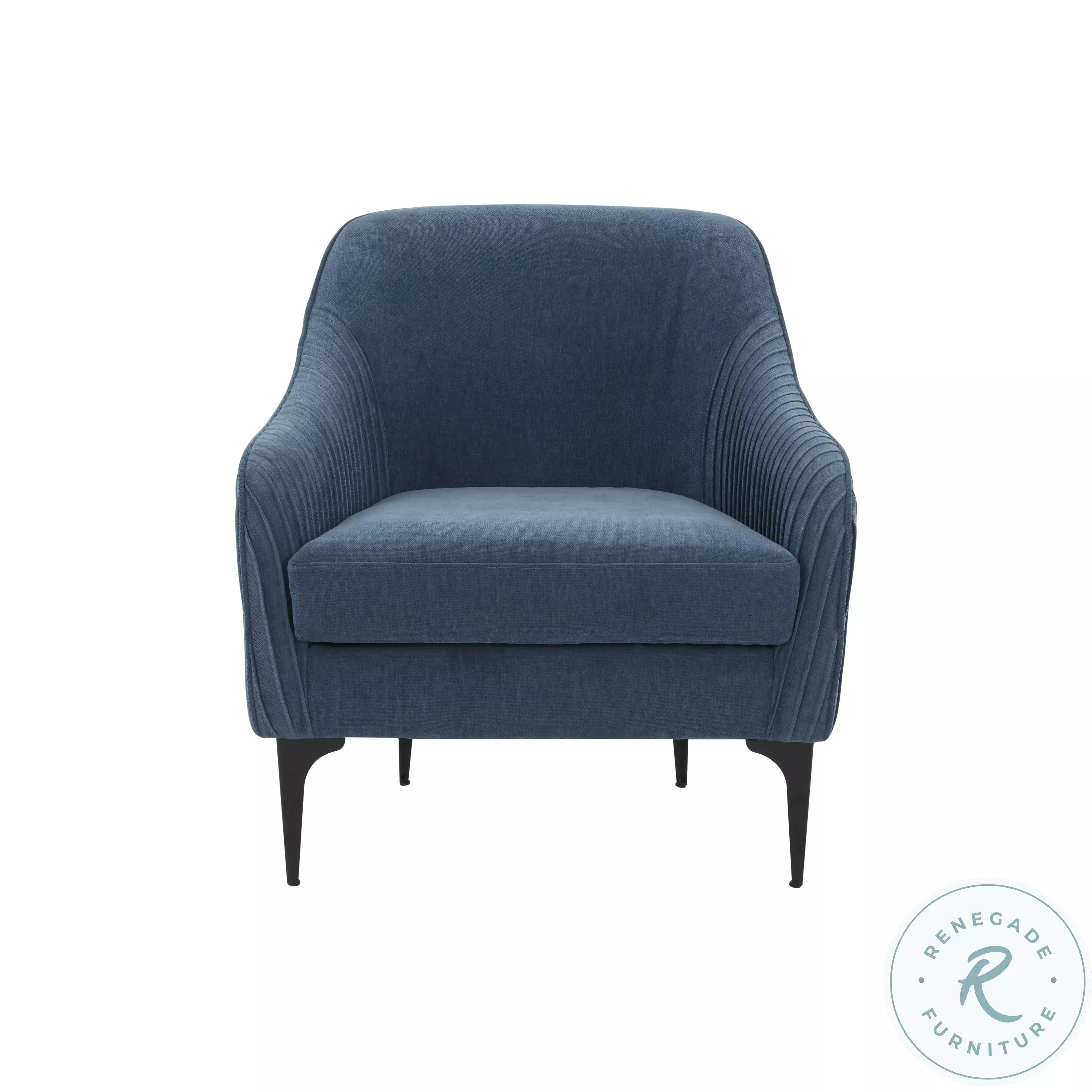 Serena Blue Velvet Accent Chair with Black Legs | L05122-BLK ...