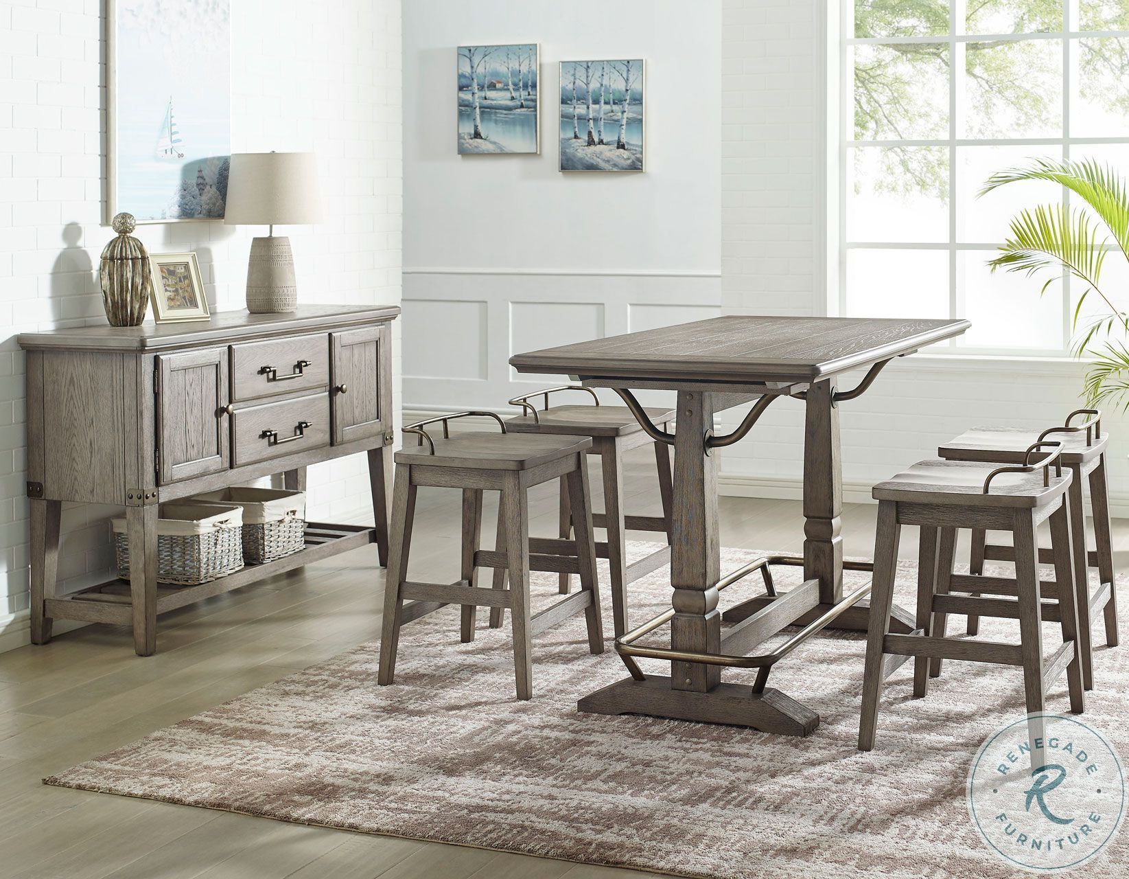 Ryan Smoky Oak Counter Height Gathering Table | HomeGalleryStores.com ...