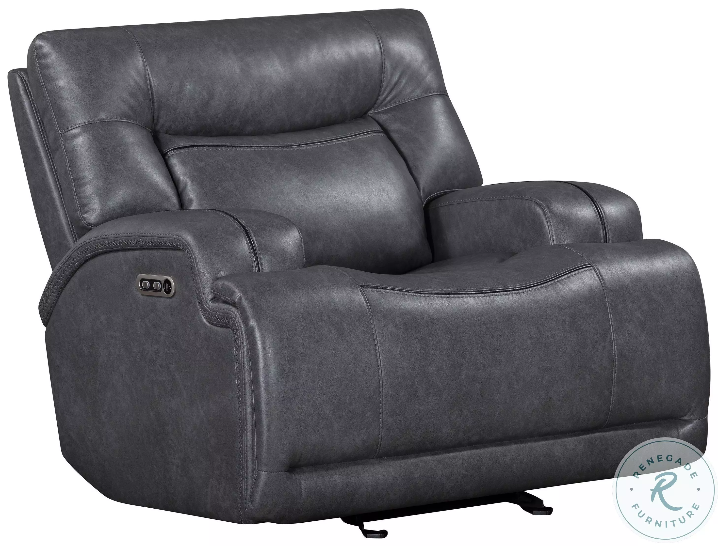 Titan Gray Power Glider Recliner with Power Headrest And Footrest From ...